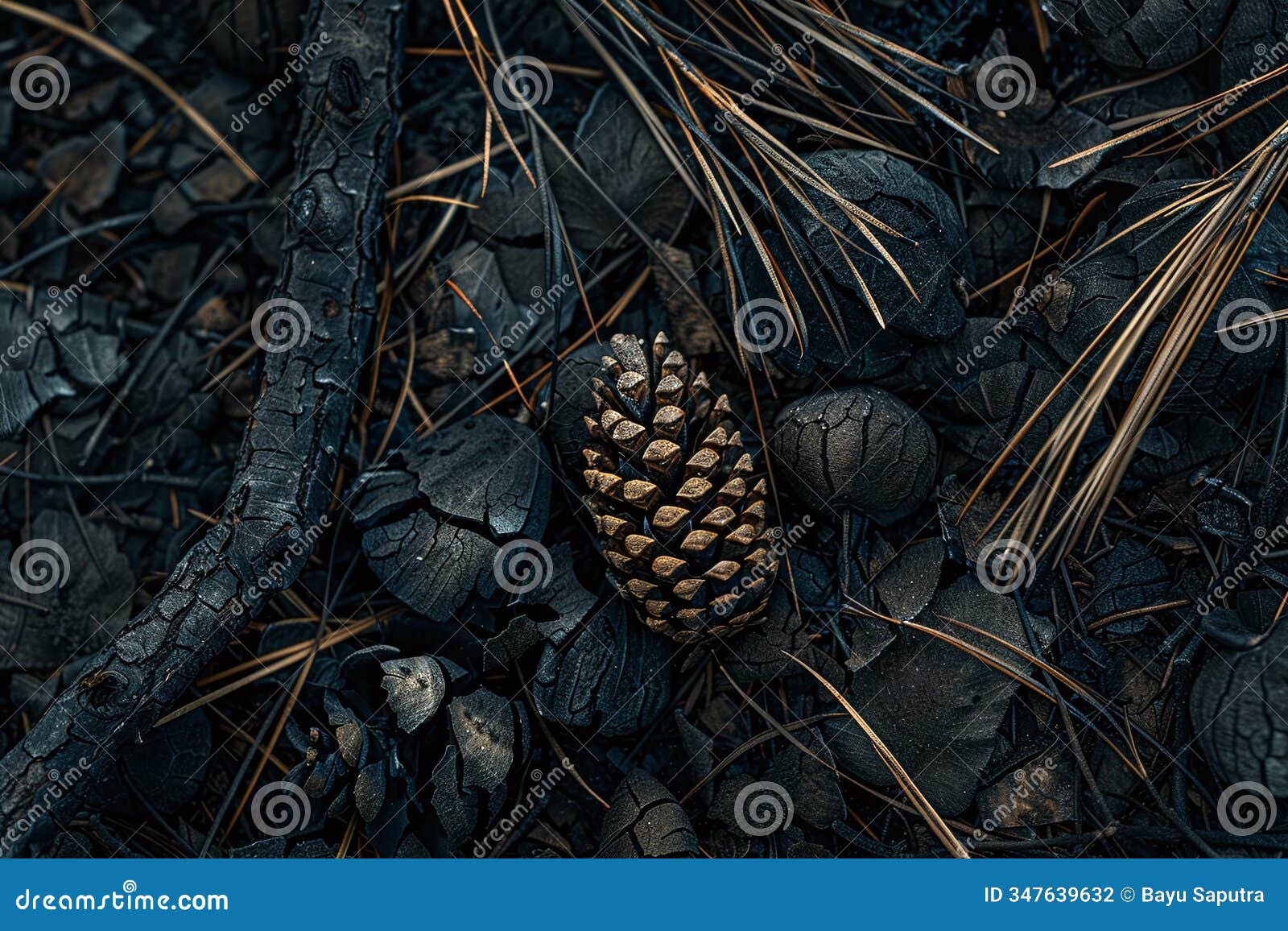 Ai Generative Pine Tree Seeds in Burned Forest Soil Stock Illustration ...