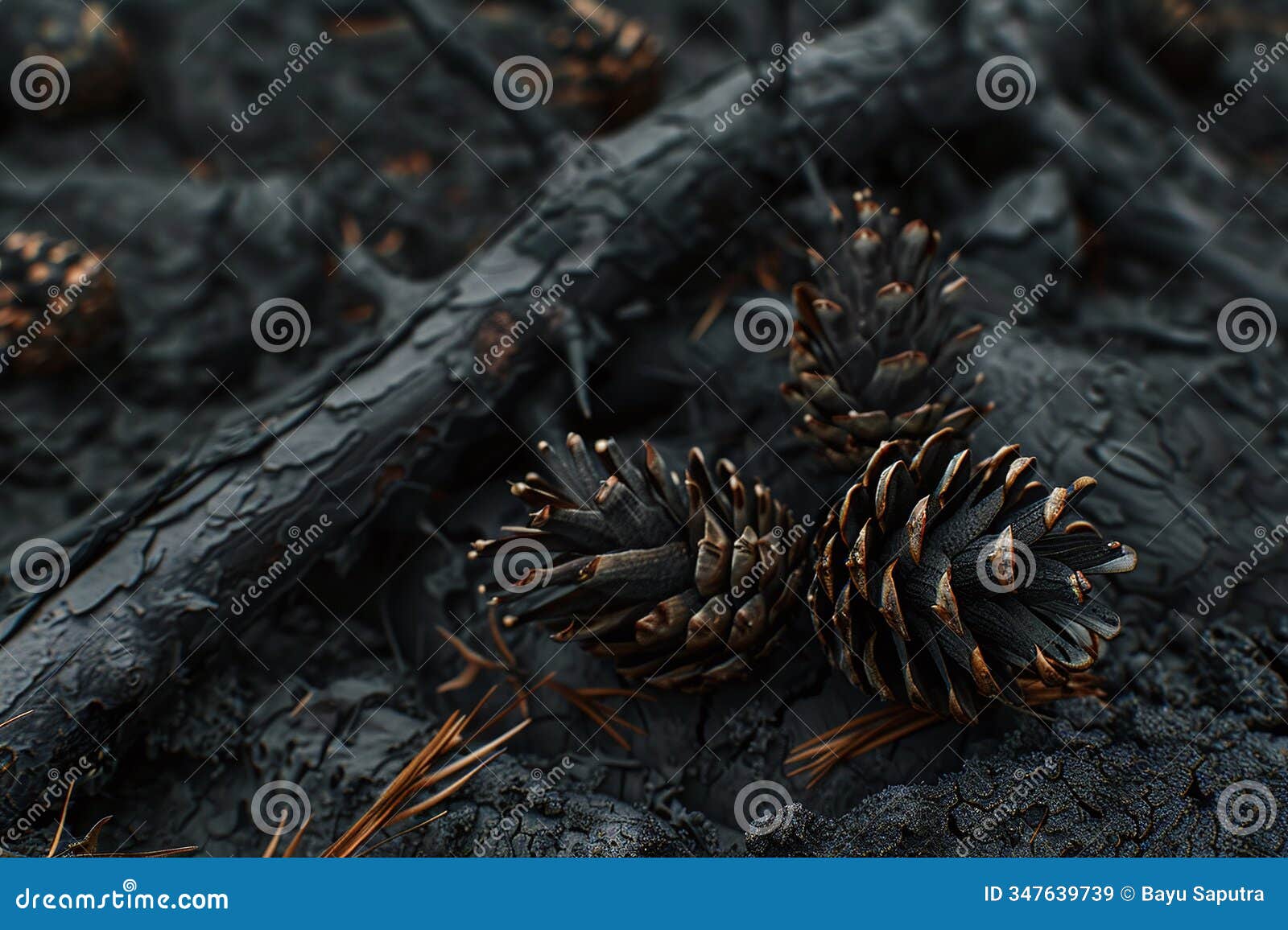 Ai Generative Pine Tree Seeds in Burned Forest Soil Stock Illustration ...