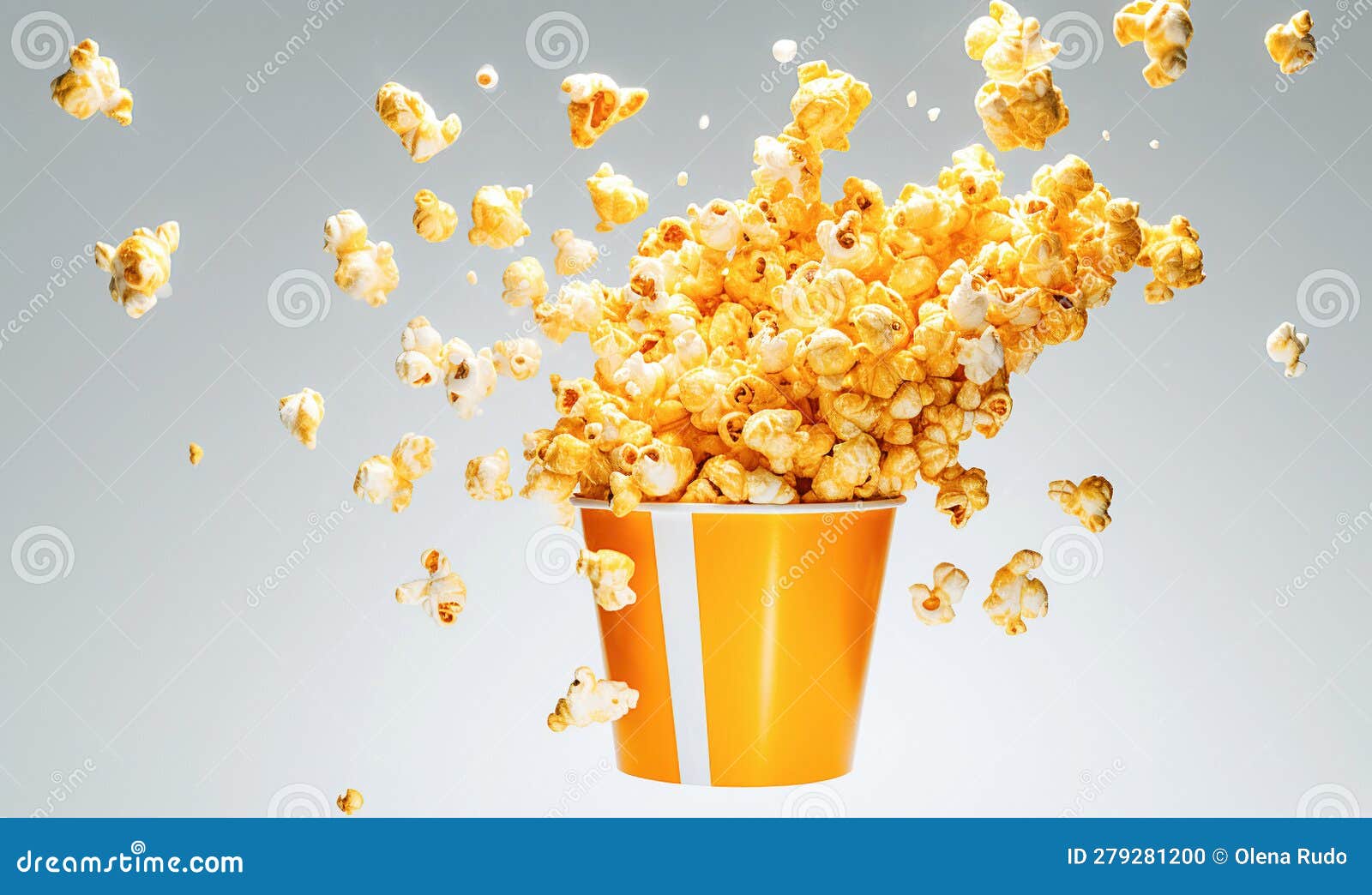 Ai Generative. Popcorn Flies Out of a Full Bucket Stock Illustration ...