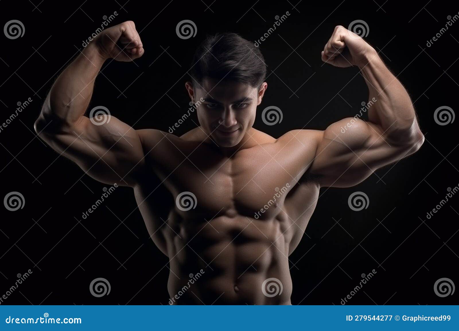 Ai Generative Portrait of a Handsome Bodybuilder Posing Over White ...