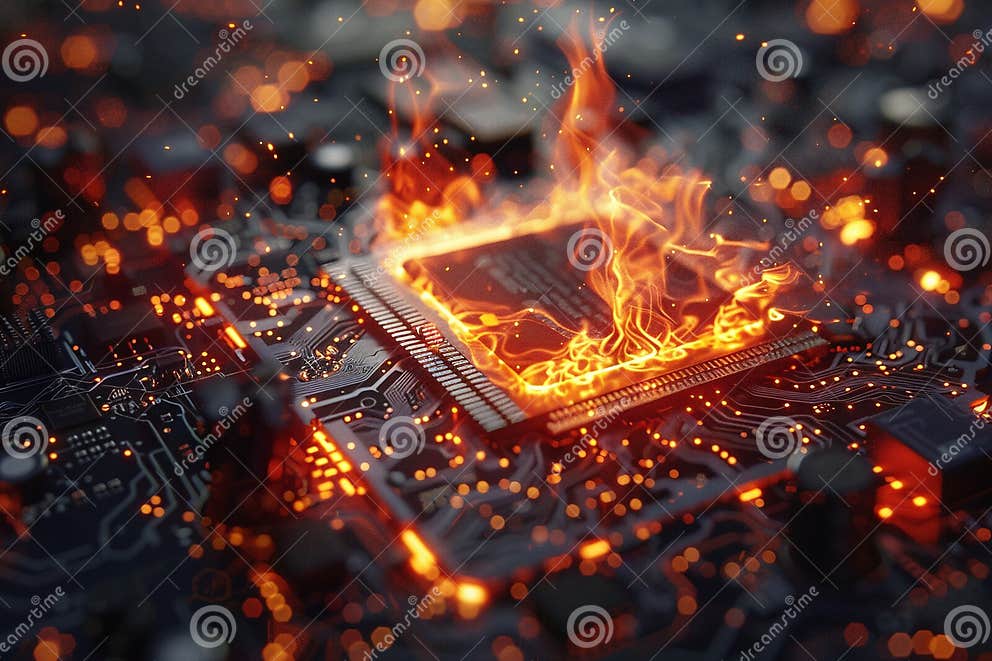 Ai Generative Processor Overheat Burn Stock Image - Image of error ...