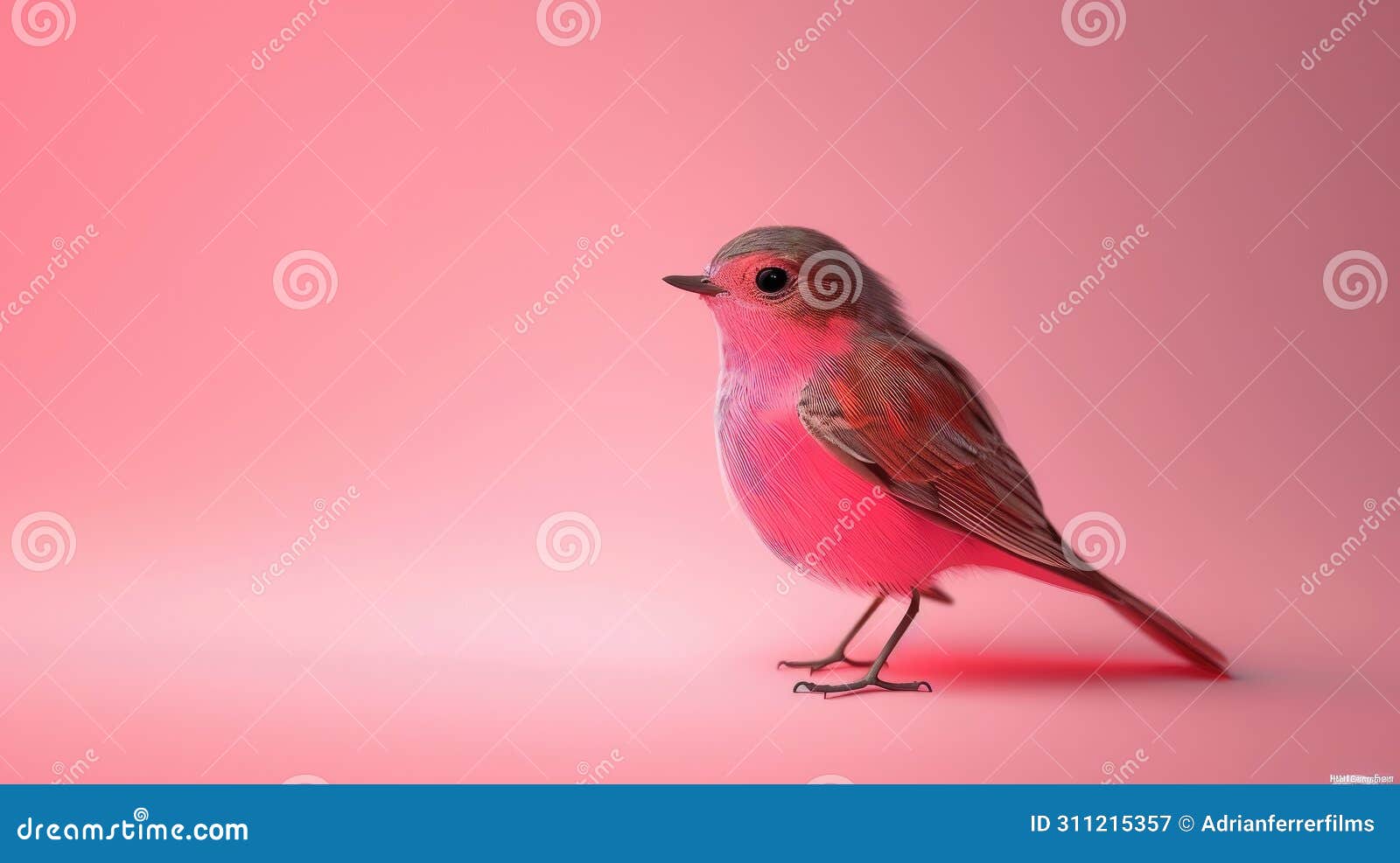 Realistic Pink Robin on a Pink Backdrop with Subtle Shadows. Stock ...