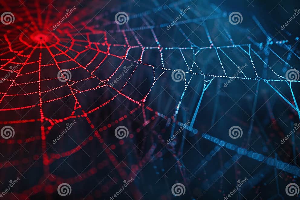 Ai Generative Red and Blue Spiderweb Stock Illustration - Illustration ...