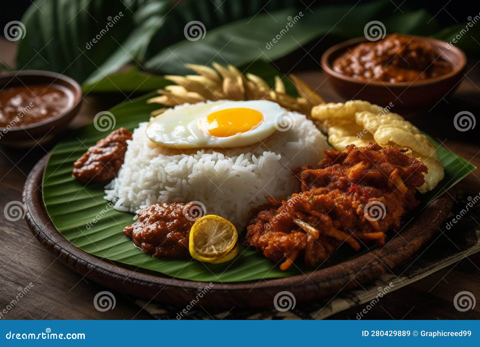Ai Generative Rice with Curry Paste and Fried Egg, Thai Traditional ...
