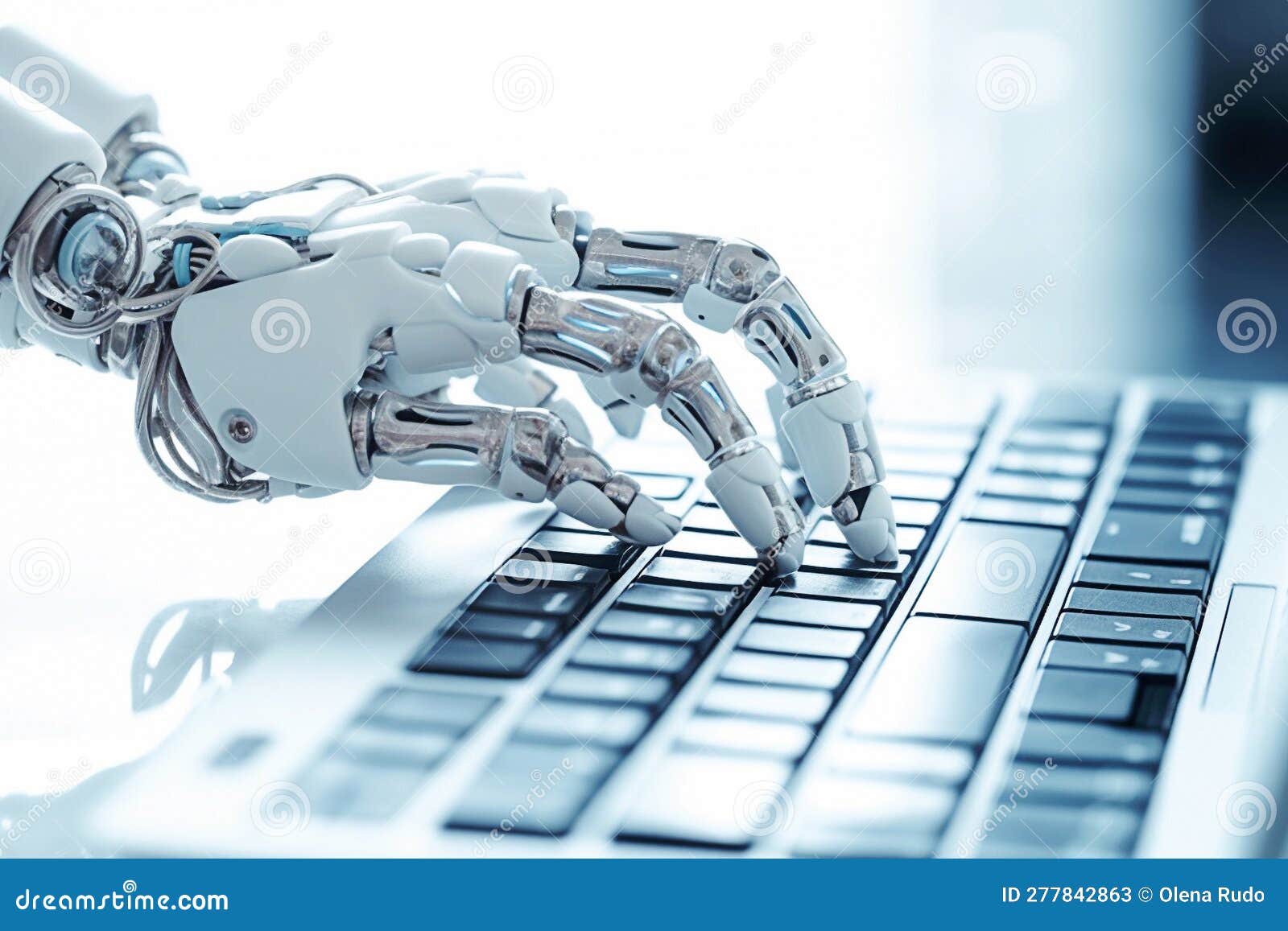 AI Generative. Robot Hand Use Notebook Stock Illustration ...