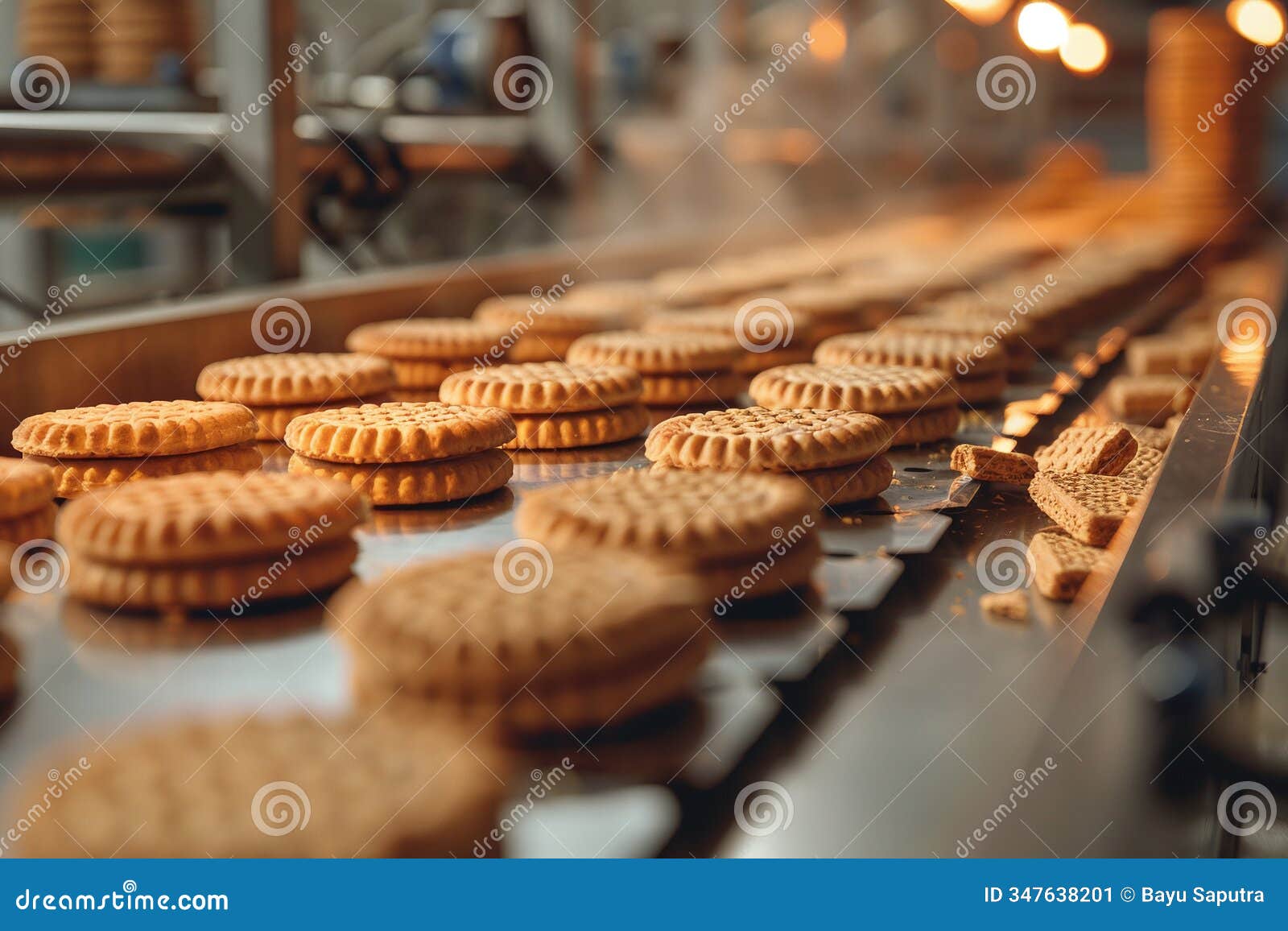 Ai Generative Rows Of Biscuits On The Factory Conveyor Stock Photography | CartoonDealer.com ...