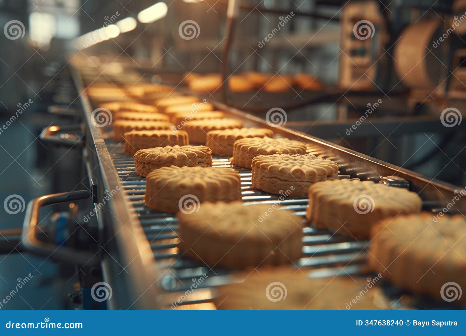 Ai Generative Rows Of Biscuits On The Factory Conveyor Stock ...