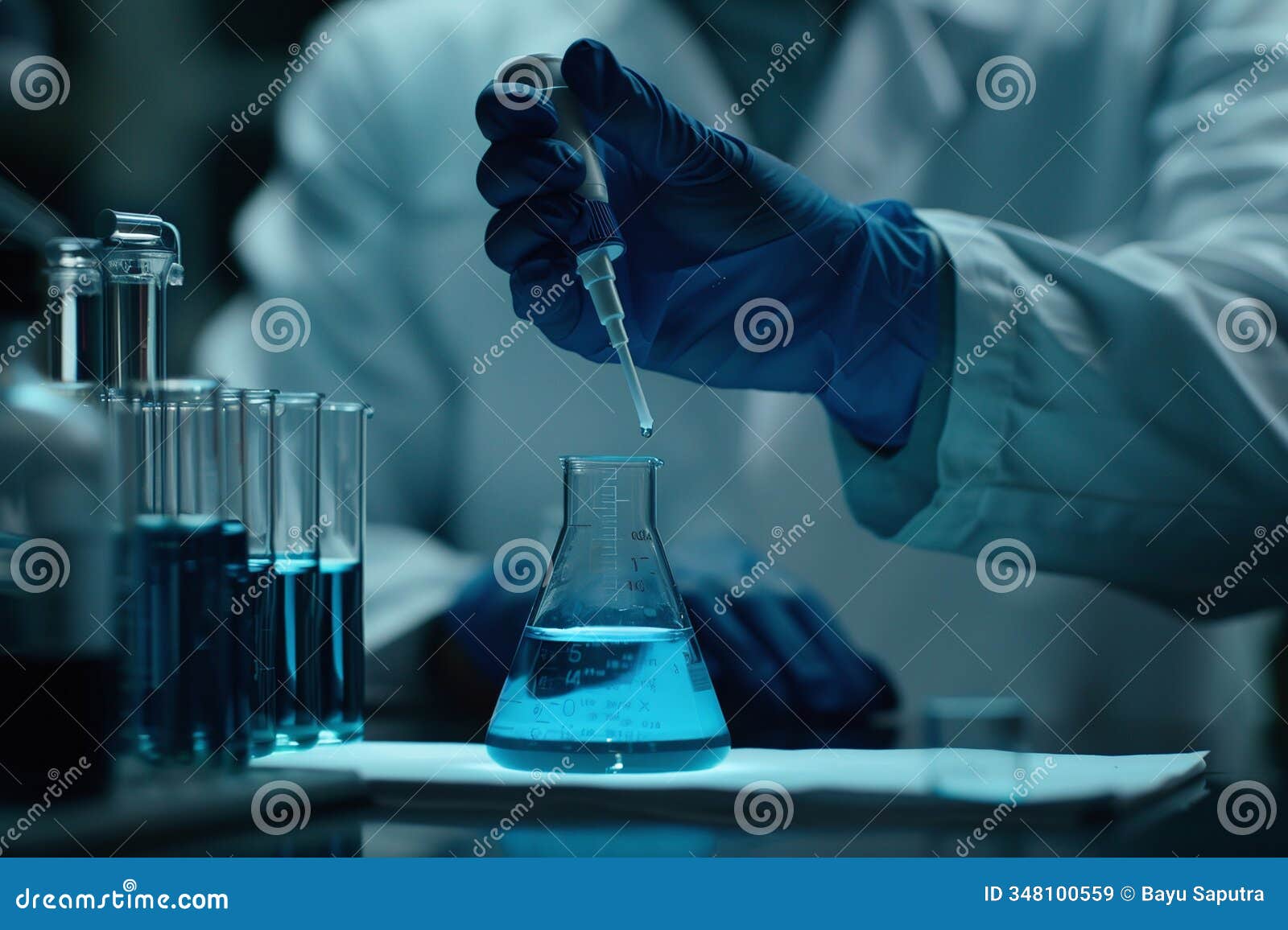 Ai Generative Scientist Mixing Chemicals in Lab Stock Illustration ...