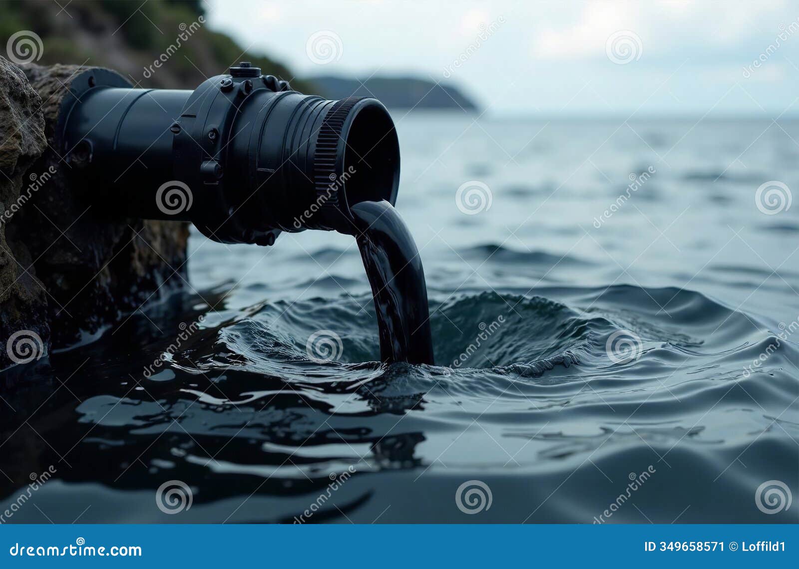 Sewage Flows from Pipe into Ocean, Polluting Marine Sea Ecosystem. AI ...