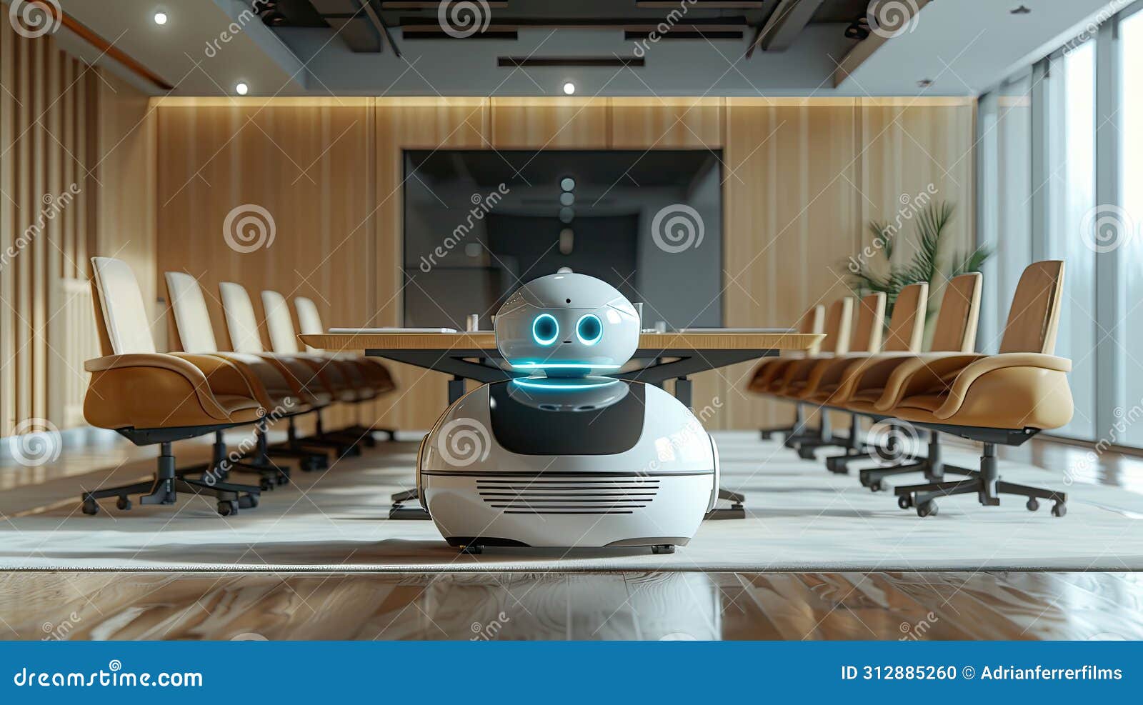 Spherical Robot with Wings on a Conference Table in an Office. Stock ...