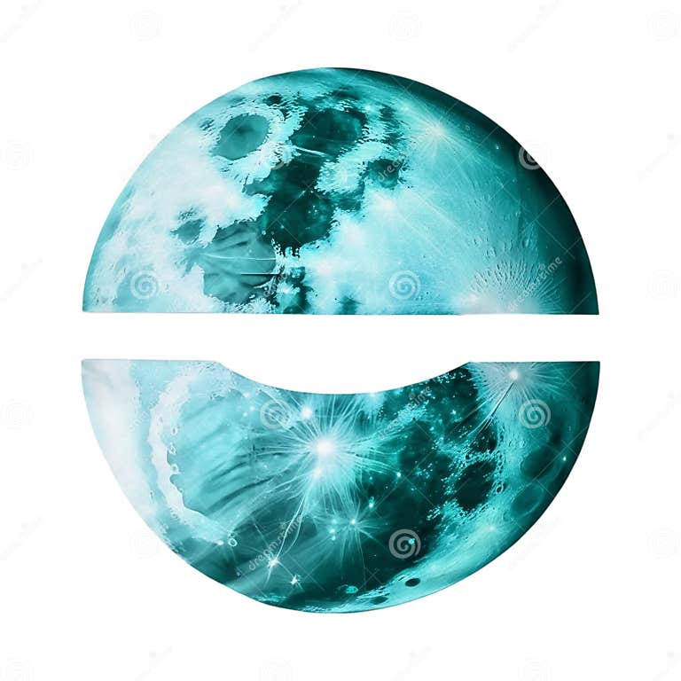 AI-generative Surreal Split Moon Unique Celestial Art with Transparent ...