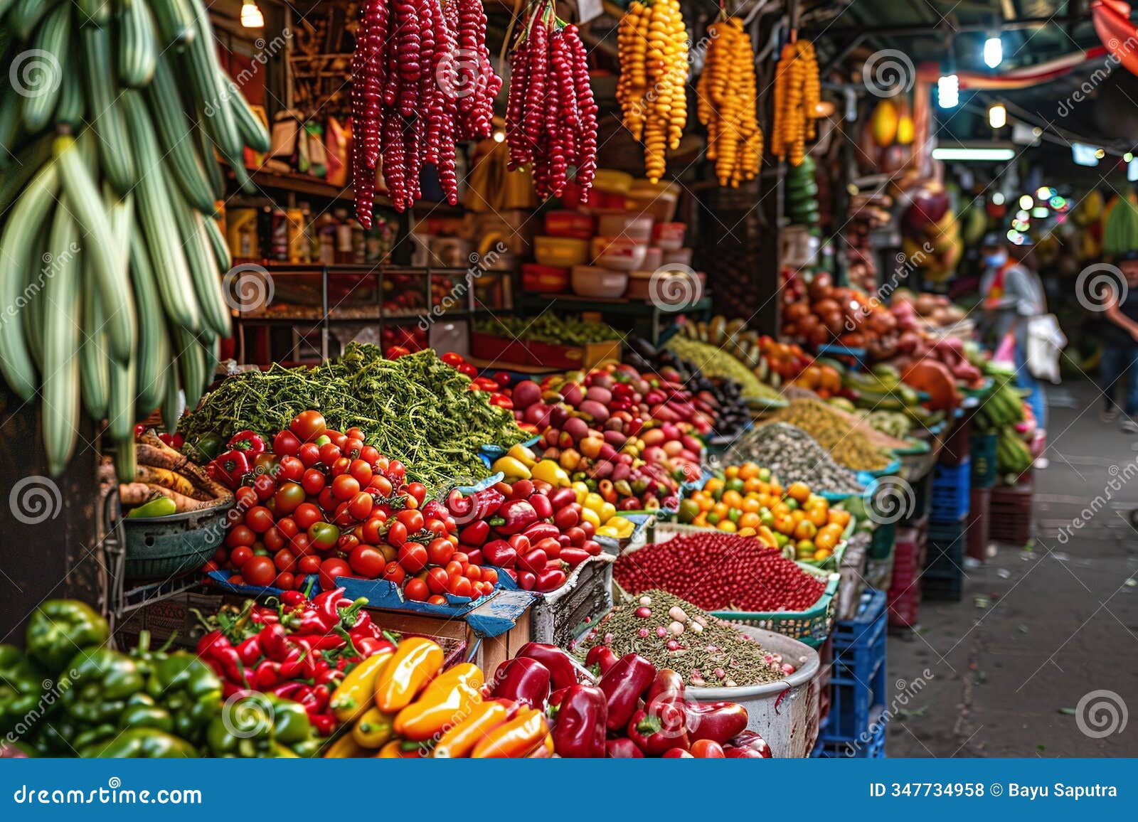 Ai Generative Traditional Asian Fruit Market Stock Illustration ...
