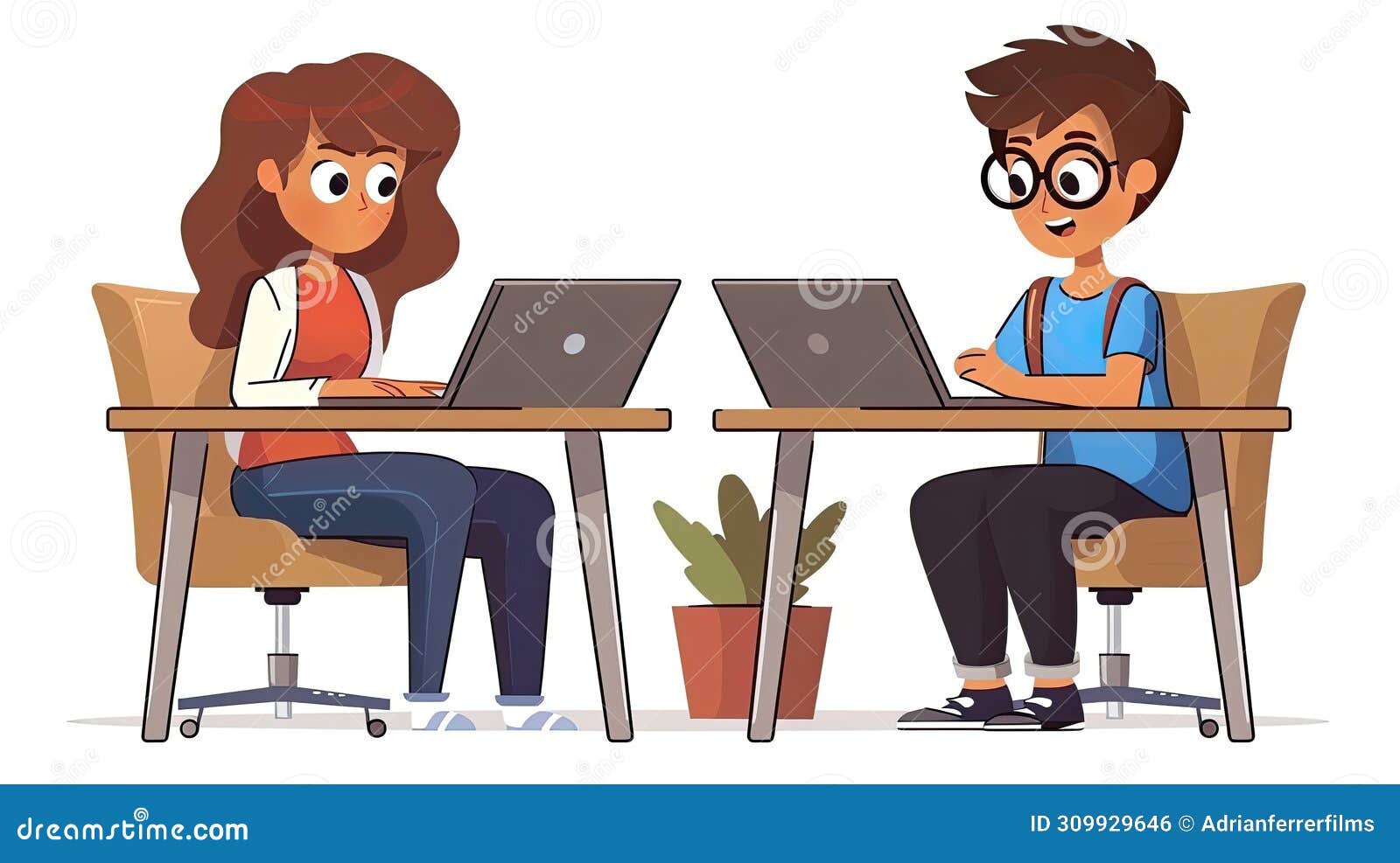 Two People with Laptops at a Modern Workspace. Stock Photo - Image of ...