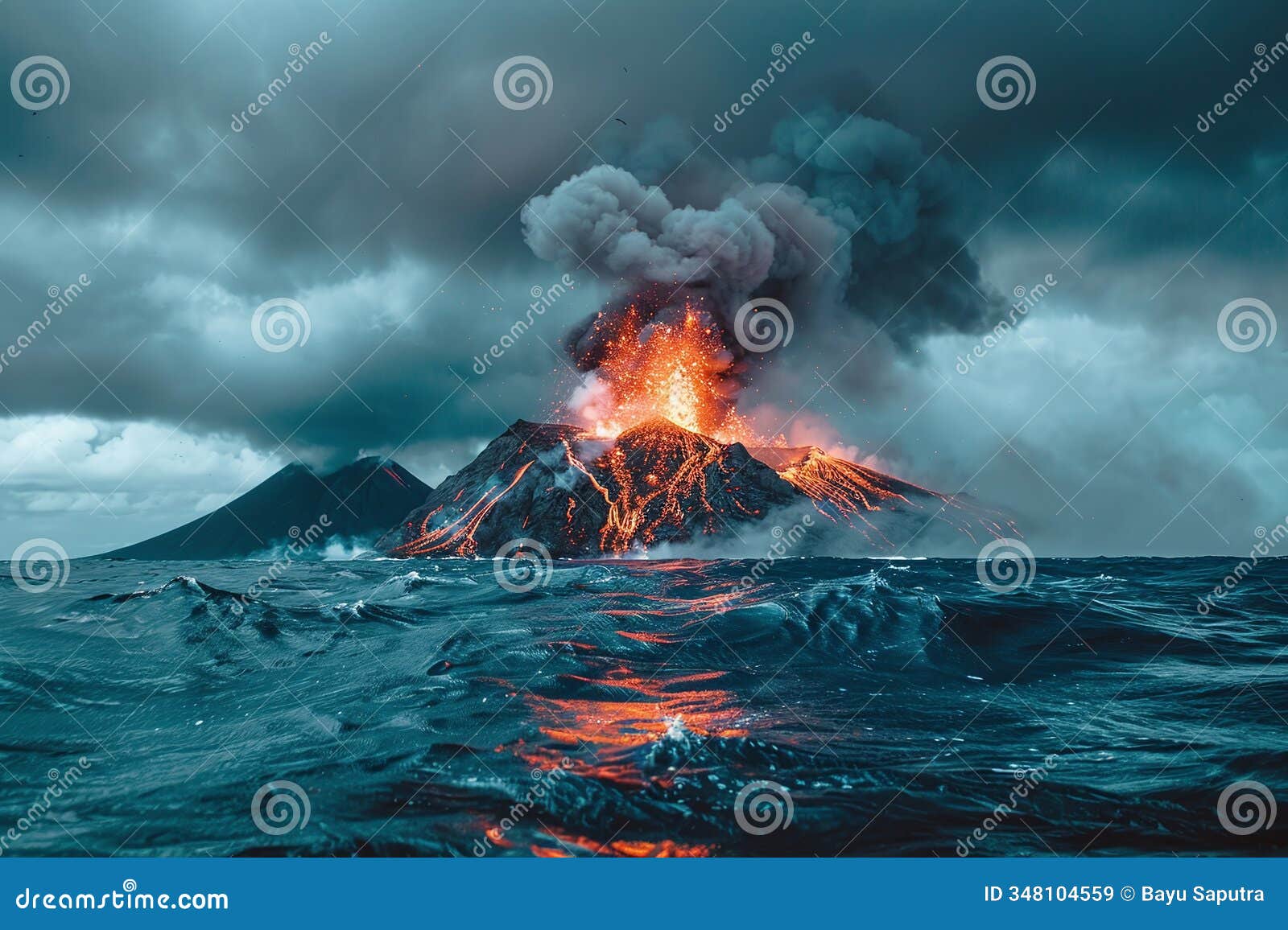 Underwater Volcano Eruption - A Digital Illustration Royalty-Free ...