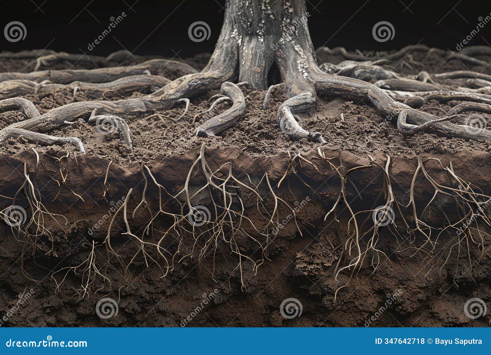 Ai Generative View of Tree Roots in the Ground Stock Illustration ...
