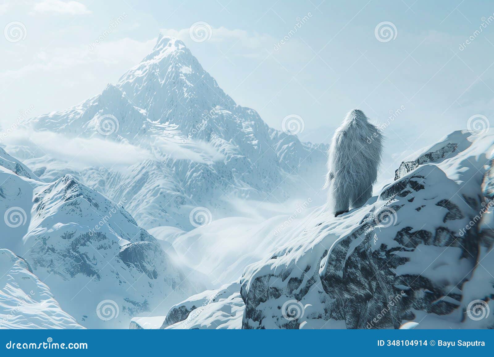 Ai Generative Yeti Standing on a Snow Mountain Stock Illustration ...