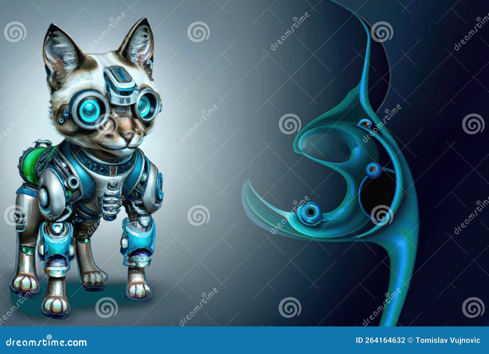 Ai Generativo De Un Gato Robot Ciborg Stock de ilustración ...