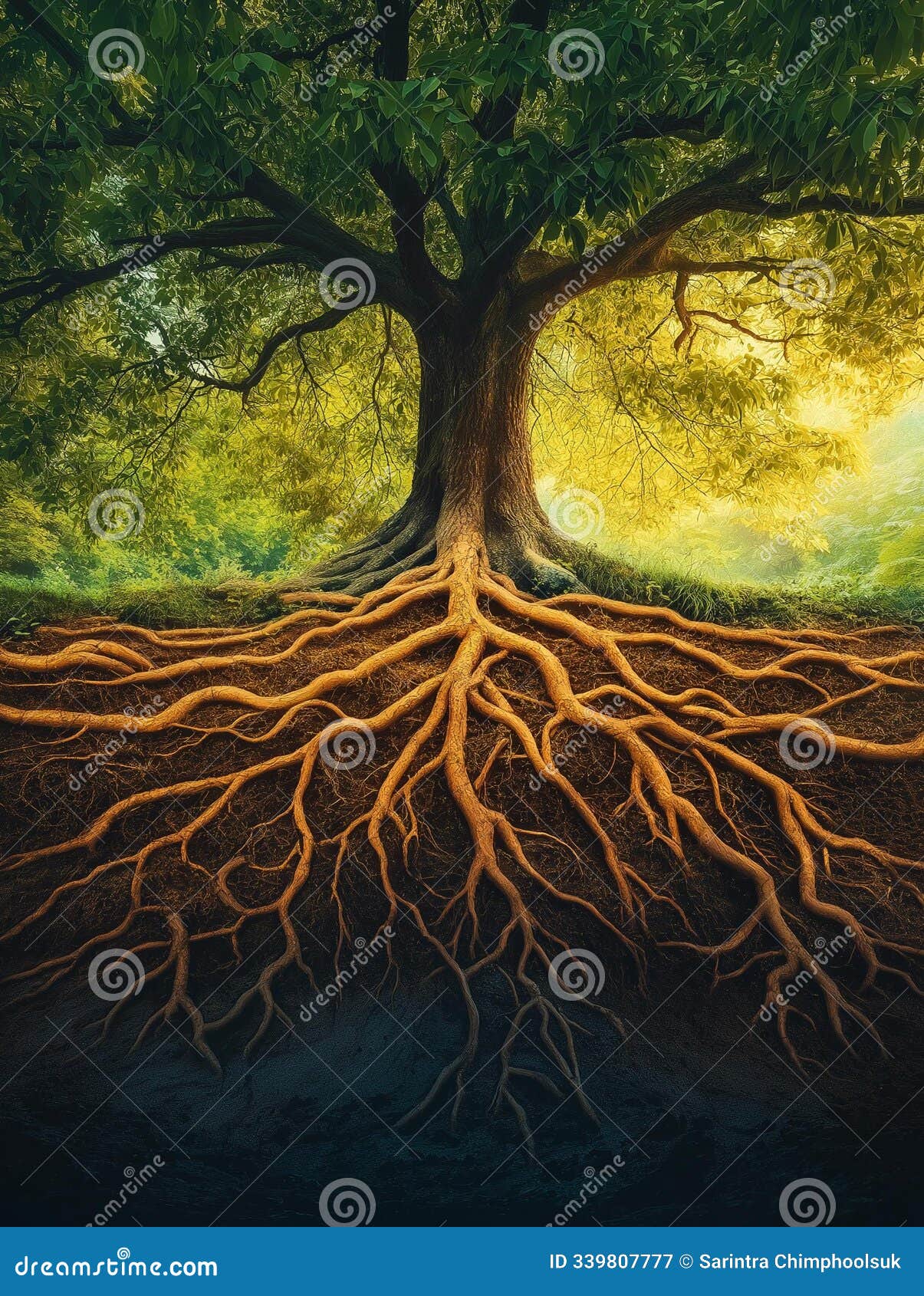 AI Generator Image of Majestic Tree with Extensive, Intricate Roots ...