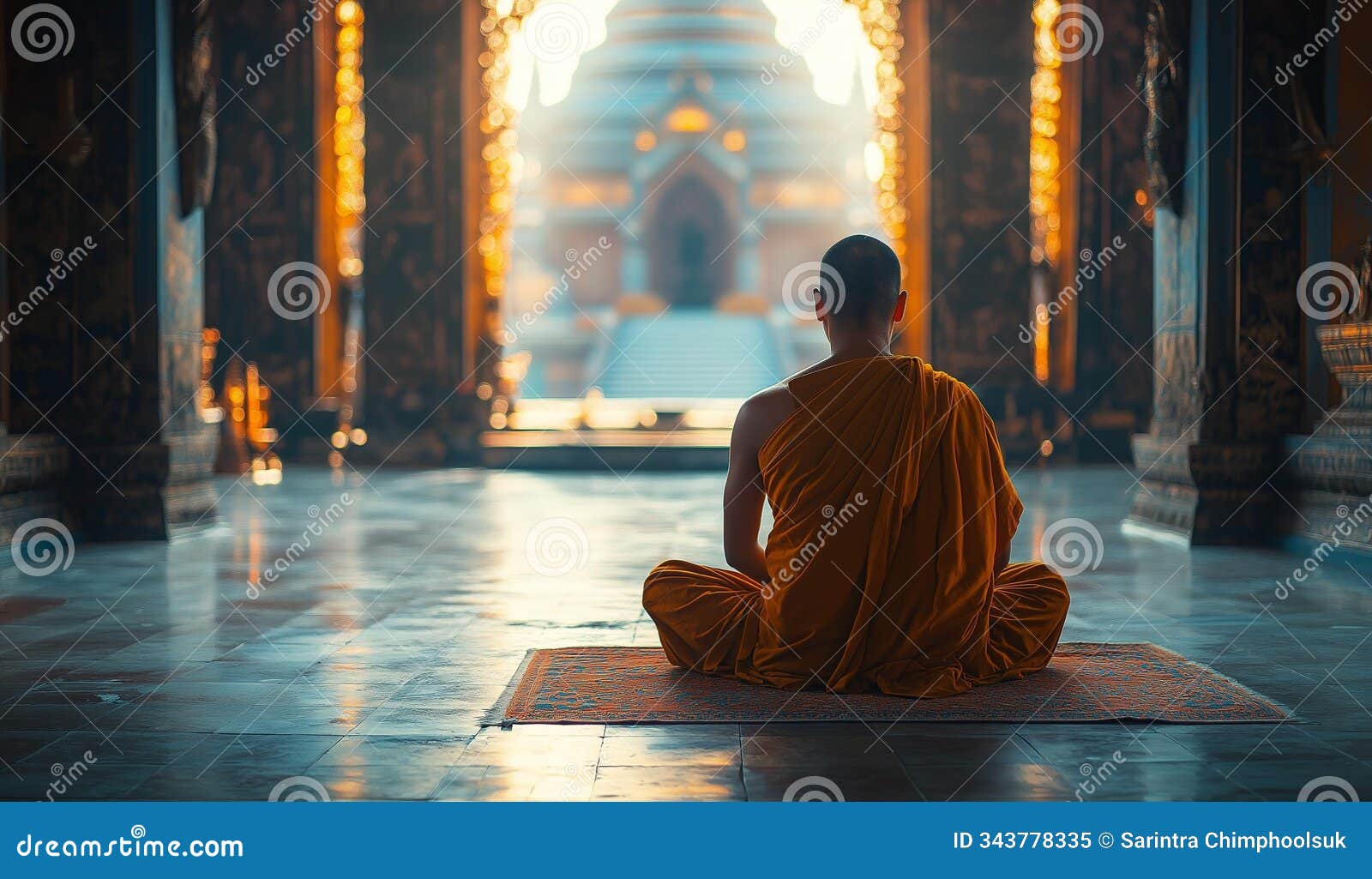 AI Generator Image Of Monks, Buddhist Monks Sitting Meditating And ...