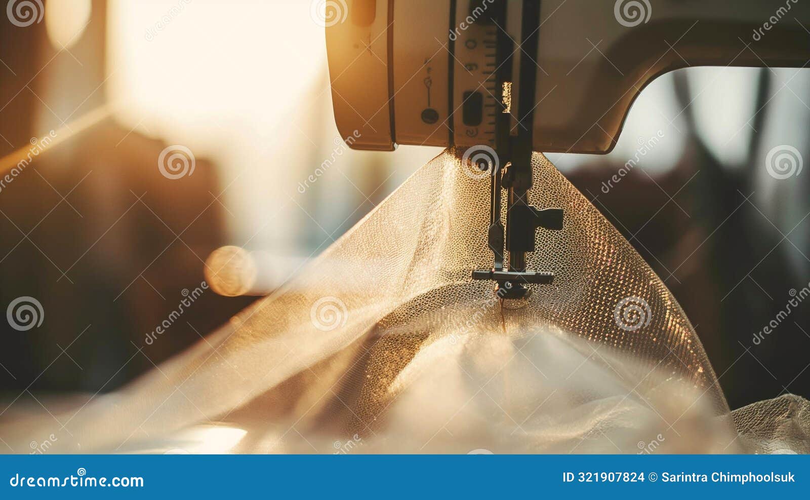 AI Generator Image Of Sewing Machine Sewing With Mesh Fabric,Working ...