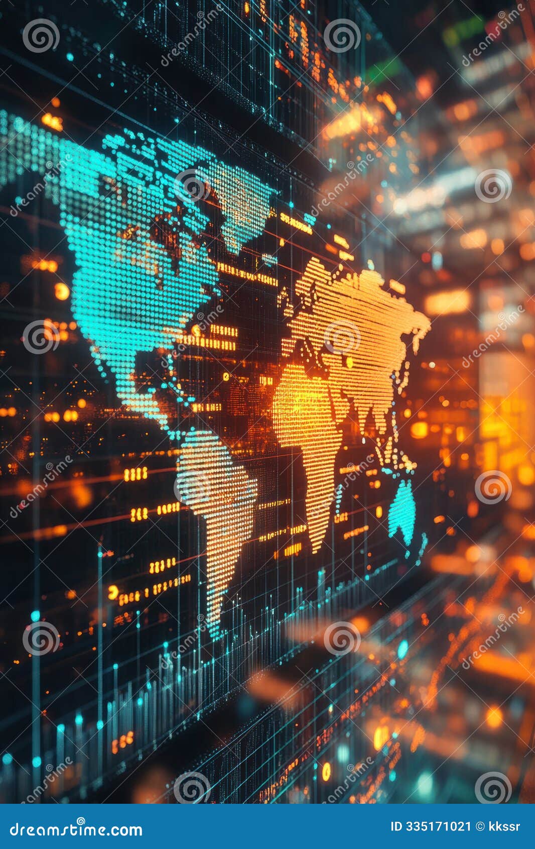 AI Global Economic, Detailed Image of a Close-up Digital Economic World ...