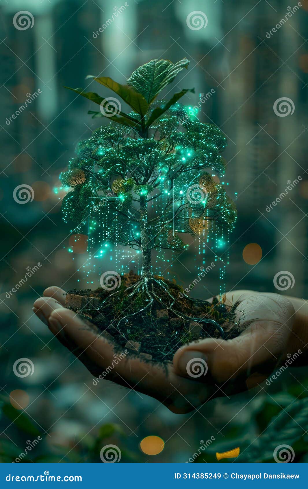 AI and Green Technology Integration, Futuristic Editorial Shot, Forward ...