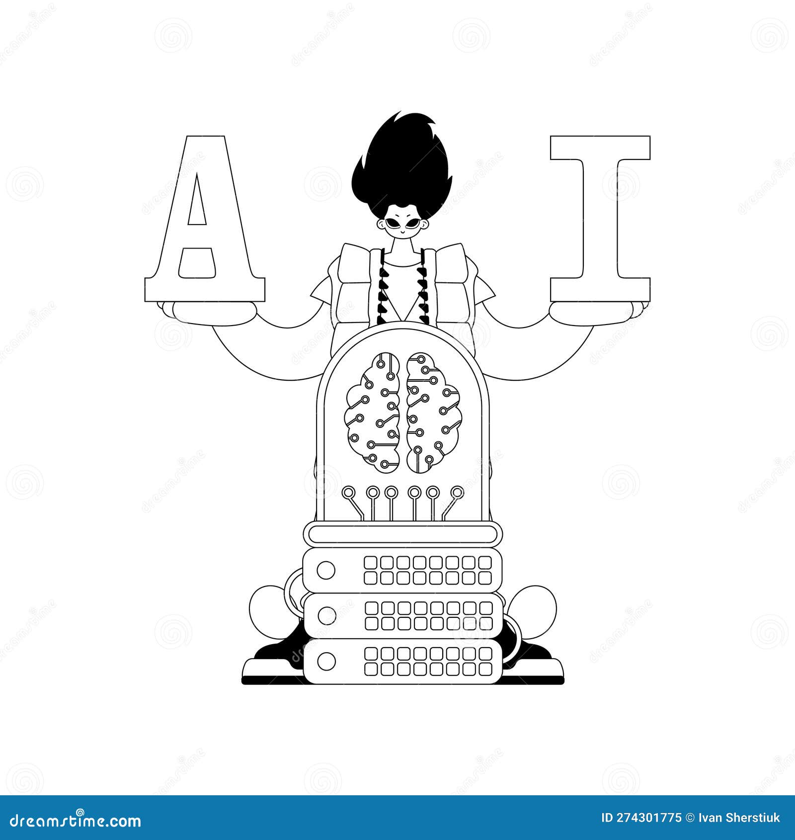 AI Guy and Server Illustrated in Vector Style with an AI Theme Stock ...