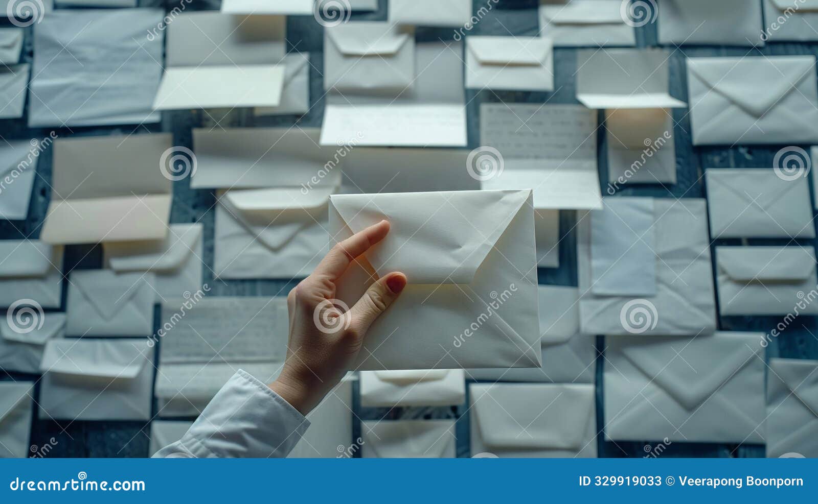 AI Hand Methodically Organizing Letters, Top View, Envelope Sorting ...