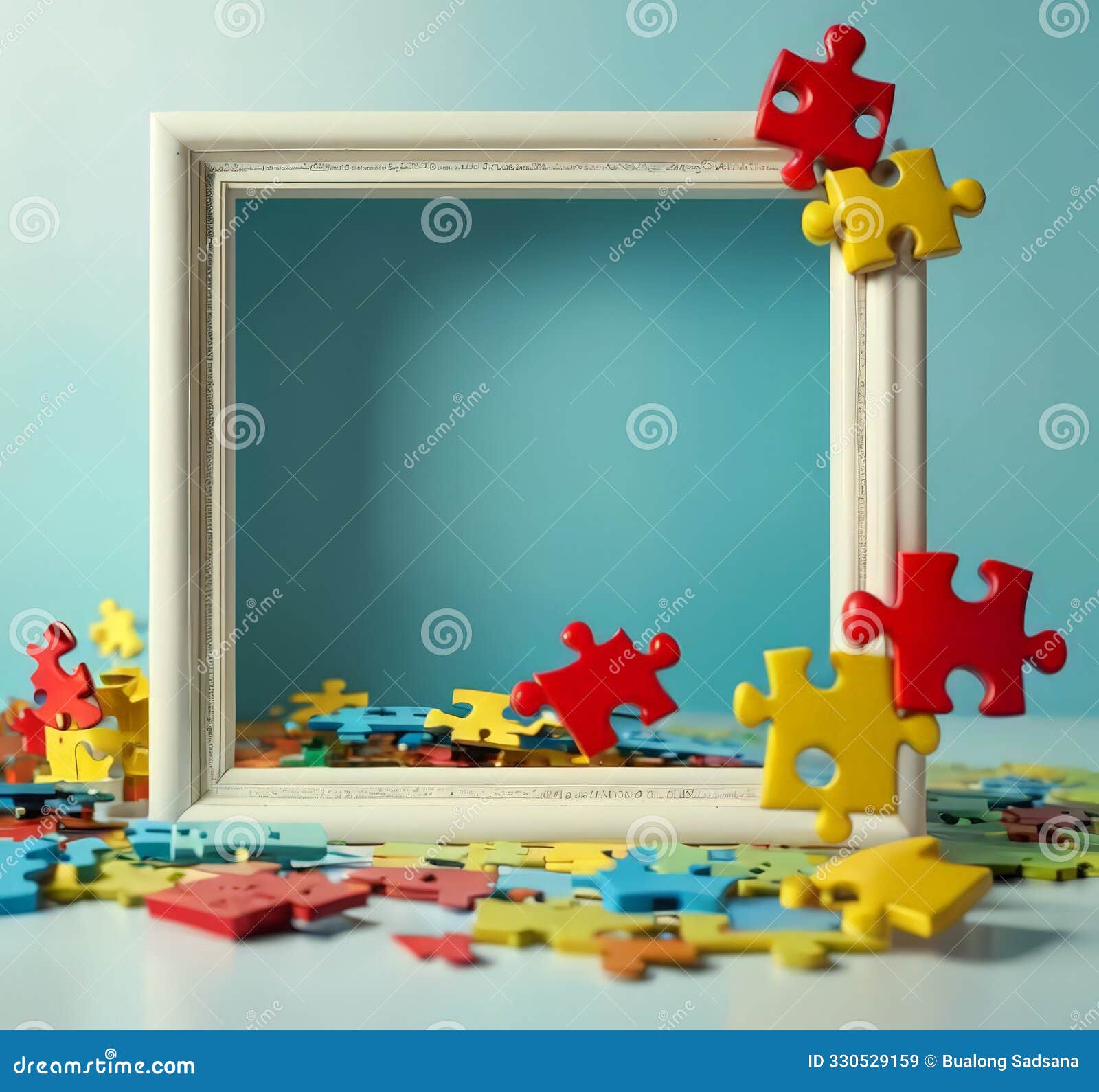 Frame with Puzzle Pieces in it Stock Illustration - Illustration of ...