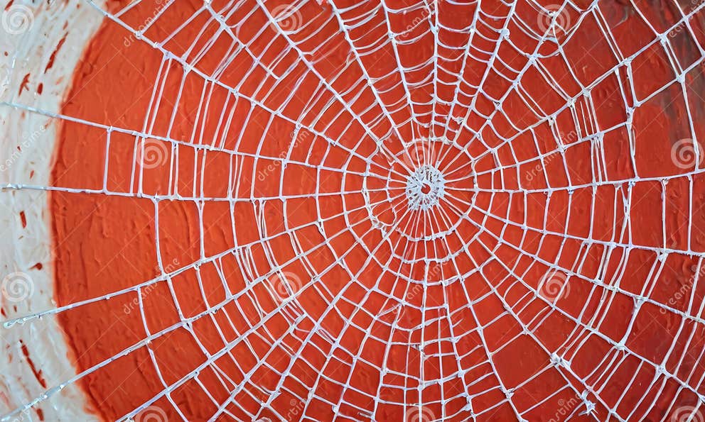 Spider web on red surface stock illustration. Illustration of ...