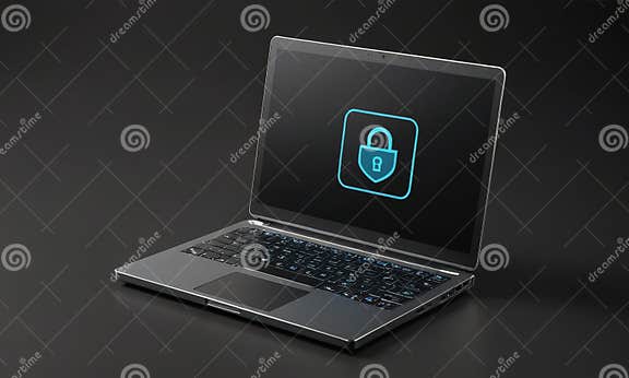 Laptop with Lock on the Screen Stock Illustration - Illustration of ...