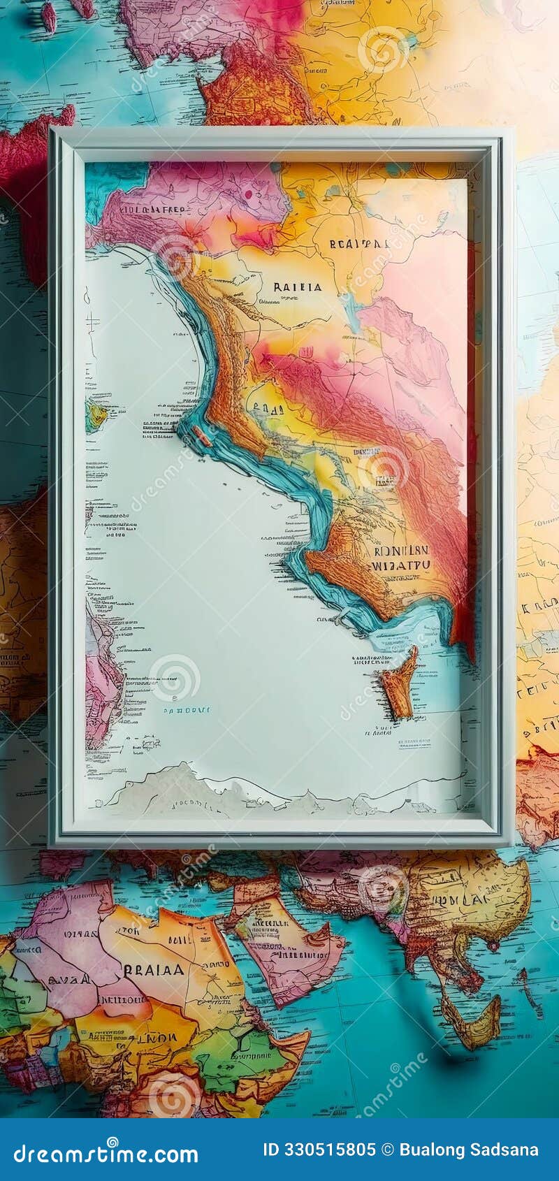 Map with frame on it stock illustration. Illustration of vintage ...