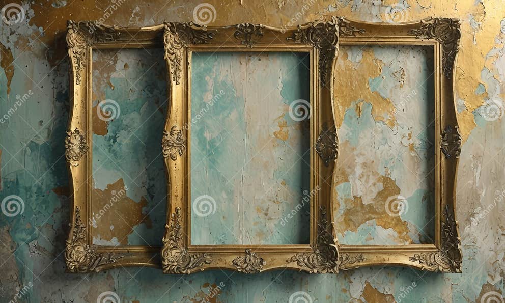 Wall with two frames on it stock illustration. Illustration of ...