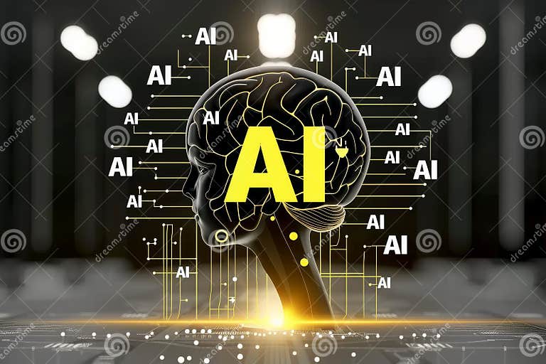 AI Head with Text Overlay, Artificial Intelligence, Cognitive Computing ...