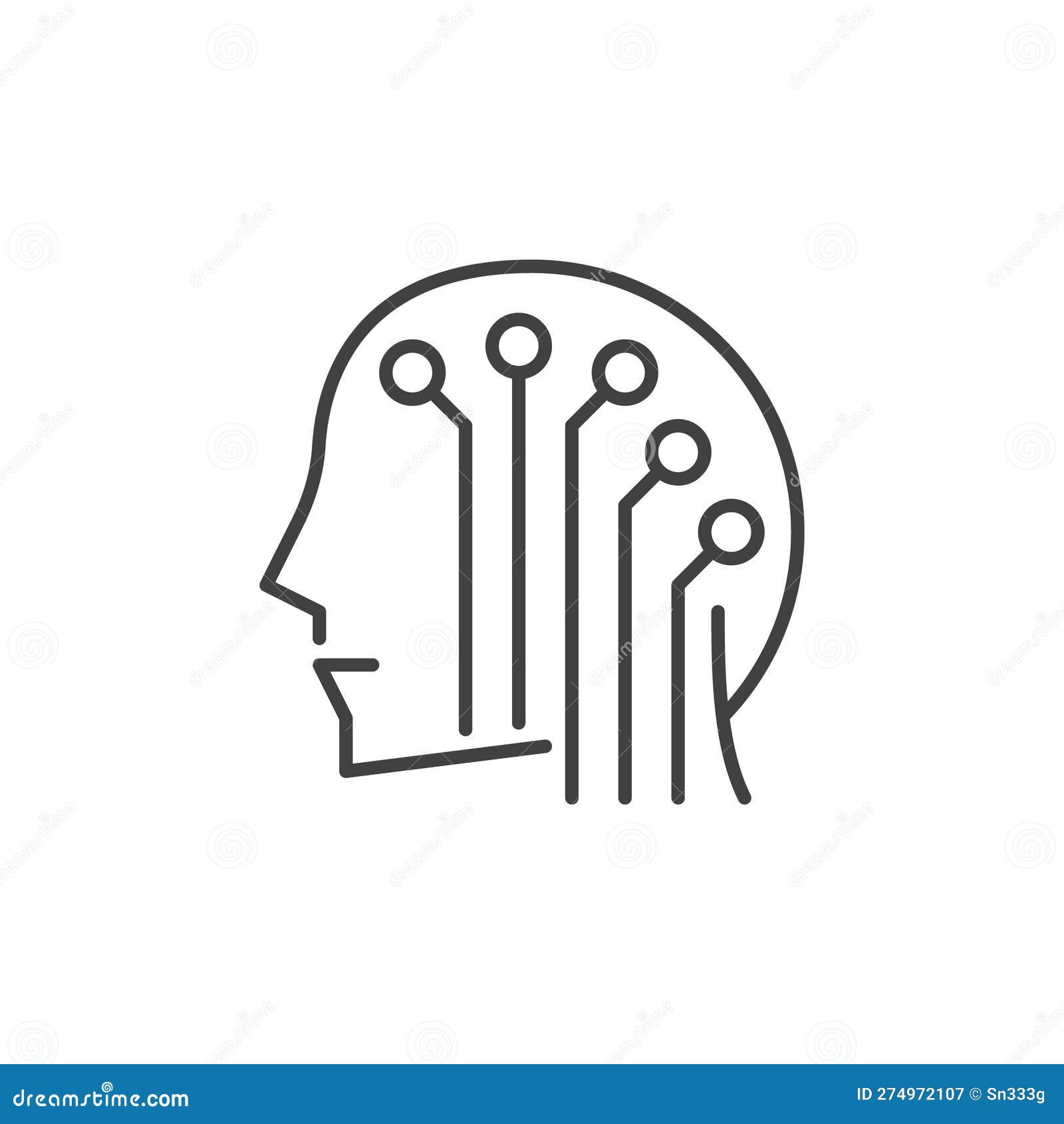 AI Head Vector Brain Tech Concept Outline Icon or Symbol Stock ...