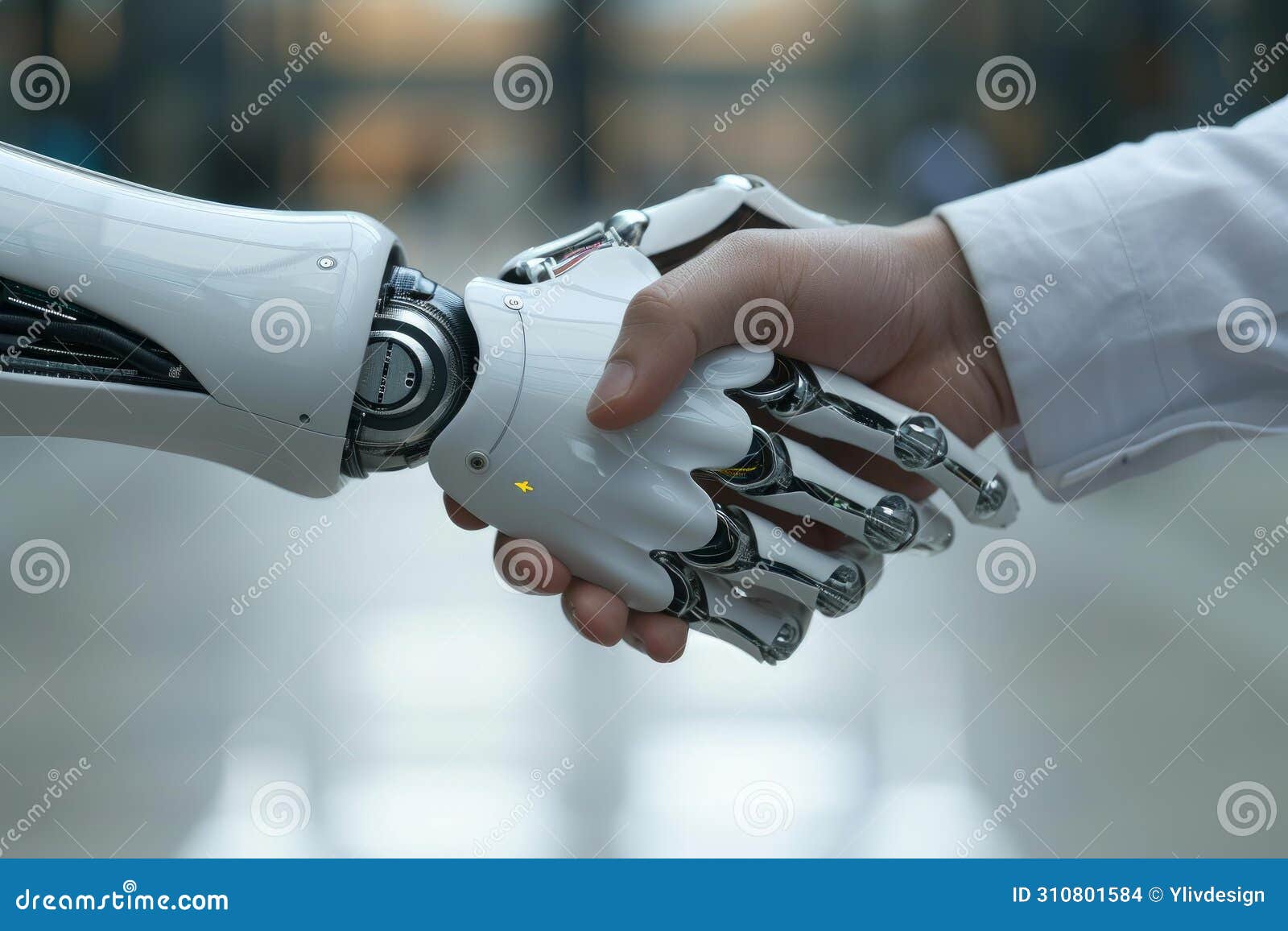 Ai and Human Hand Shake. Machine Handshake Stock Illustration ...