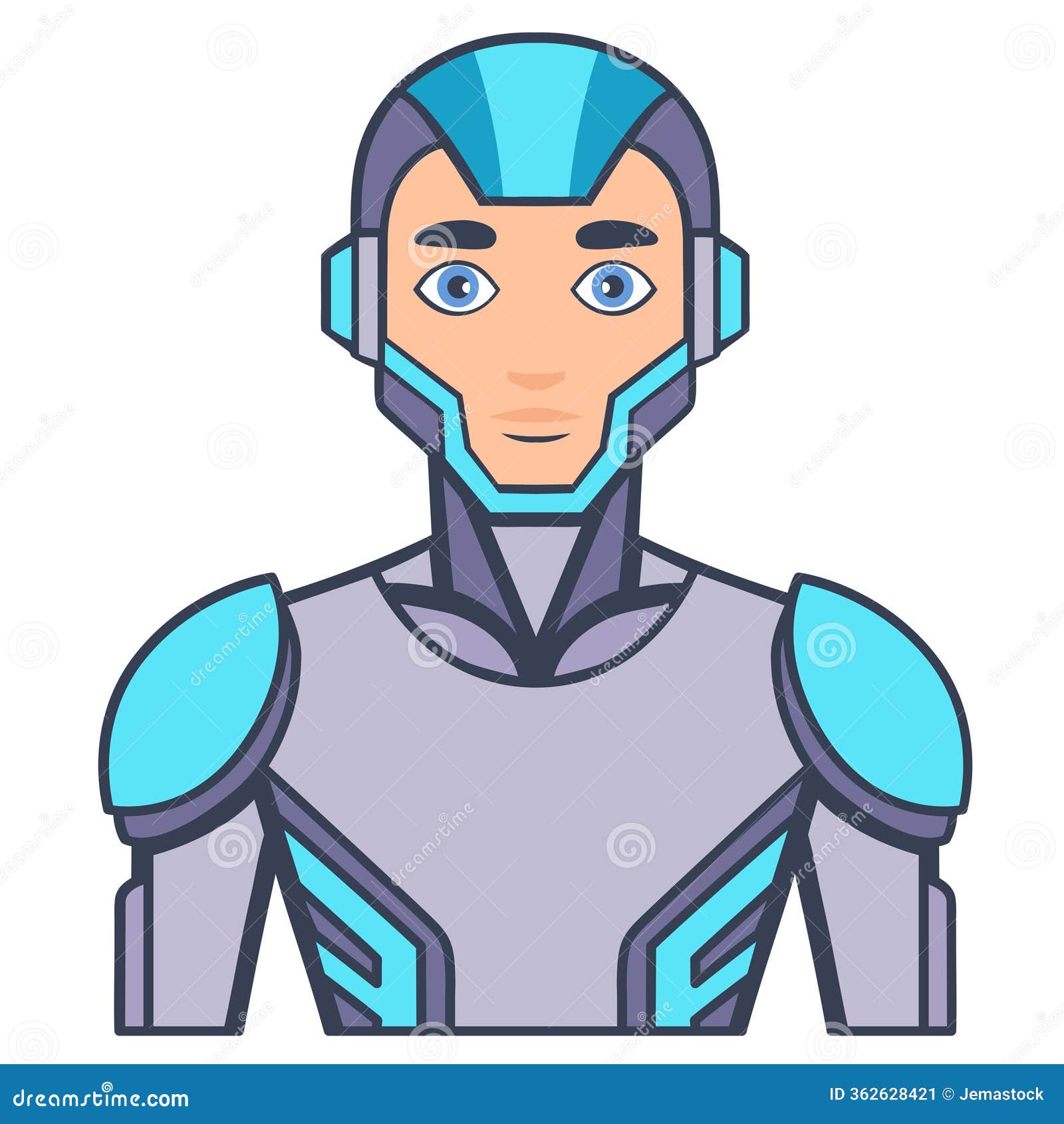 AI and Human High Tech Android Stock Illustration - Illustration of ...