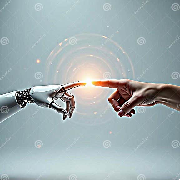 AI and Human Interaction Bridging the Gap Stock Illustration ...