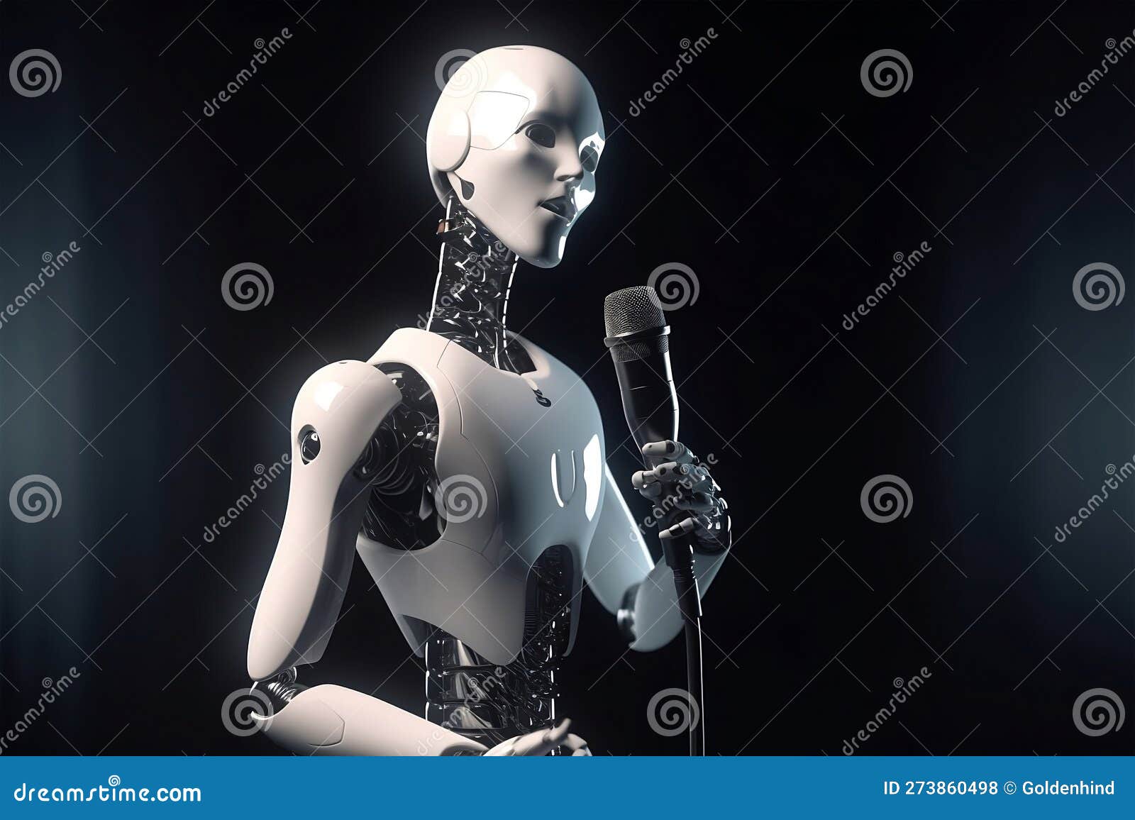 AI Humanoid Robot with the Microphone on a Stage. Generative AI Stock ...