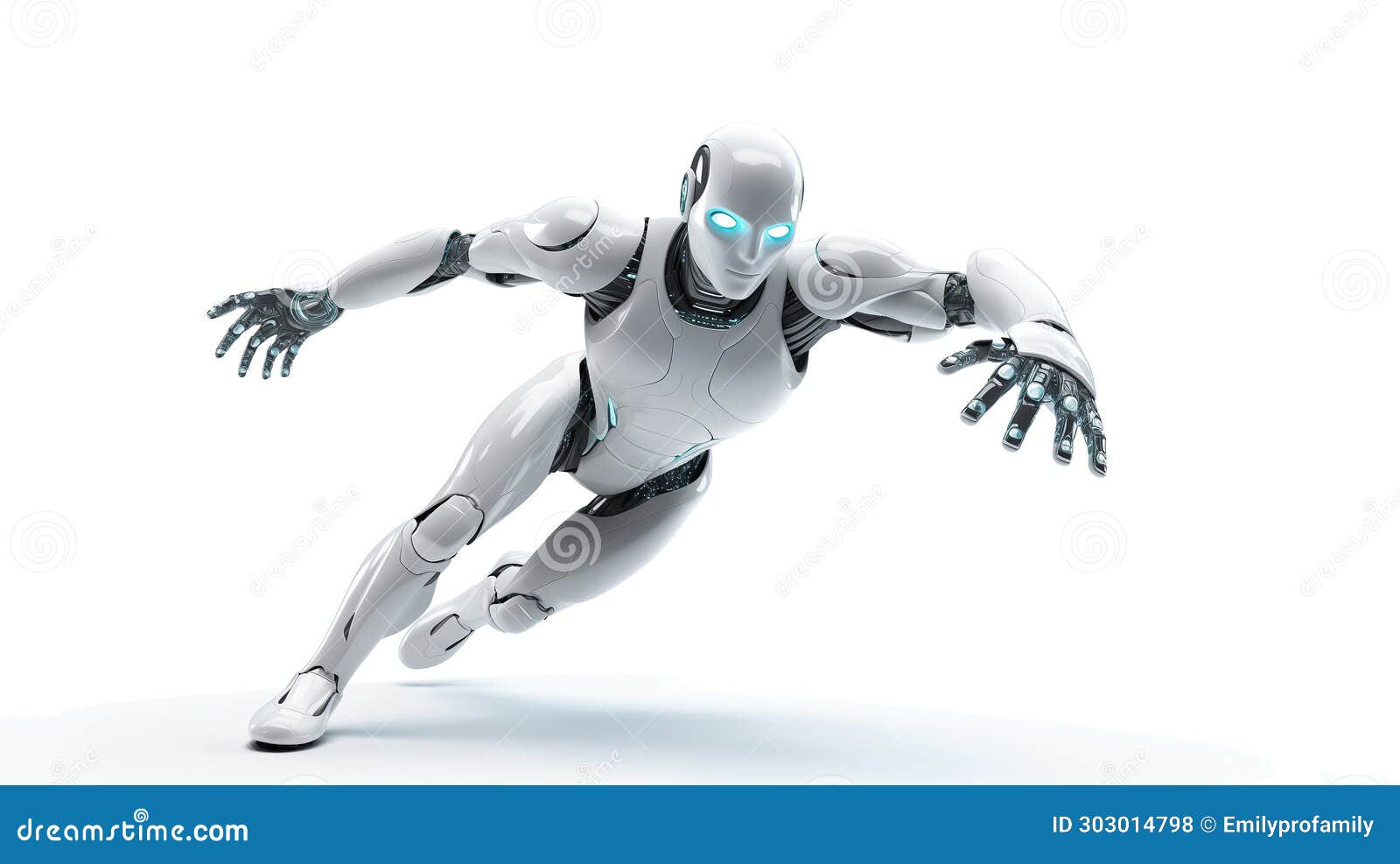 AI Humanoid Robot in Motion, White Background Stock Illustration ...