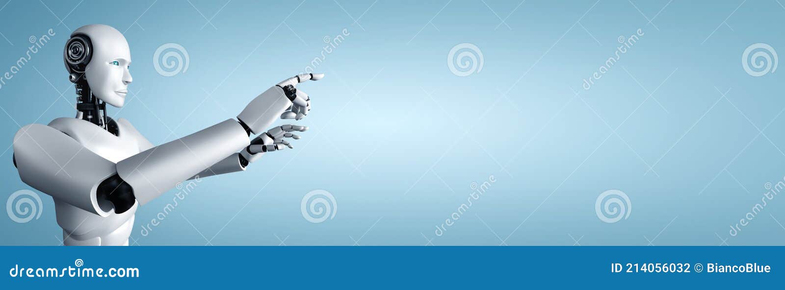 AI Humanoid Robot Touching Finger at Copy Space Stock Illustration ...