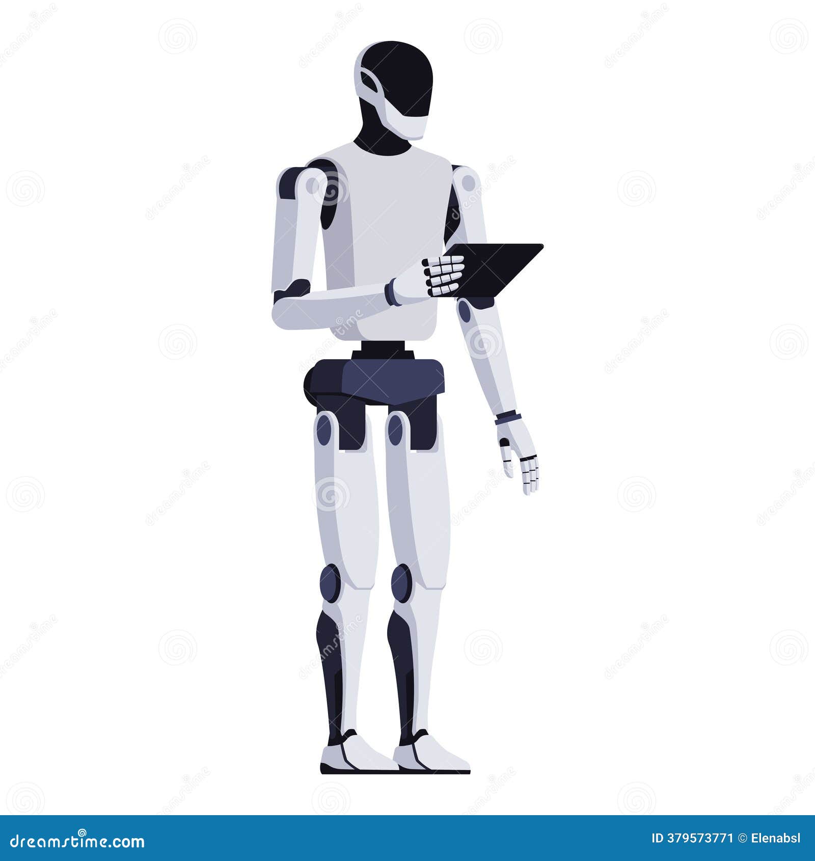 3D Humanoid Robot Standing With A Big Red Cross Royalty-Free Cartoon ...