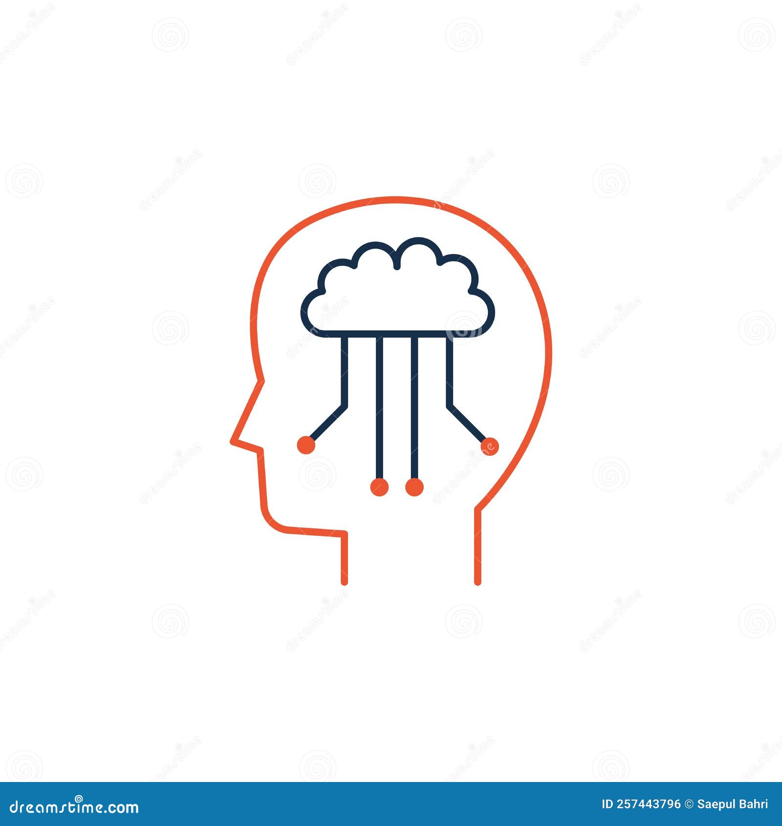 AI Icon Line Art Style Machine Learning Intelligent Robot and Cloud ...