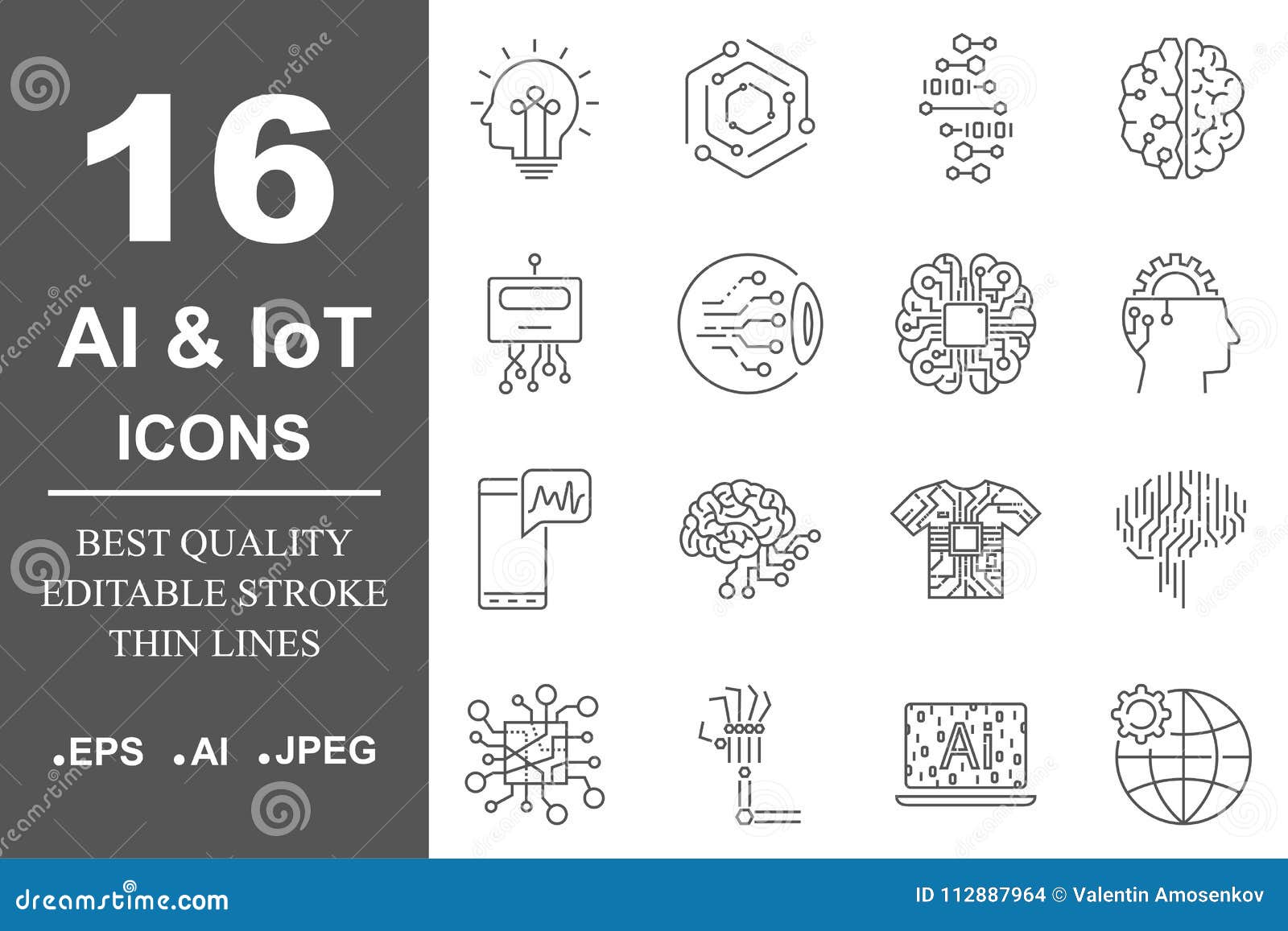 AI Icon Set. Data Science Technology, Machine Learning Process. Data ...