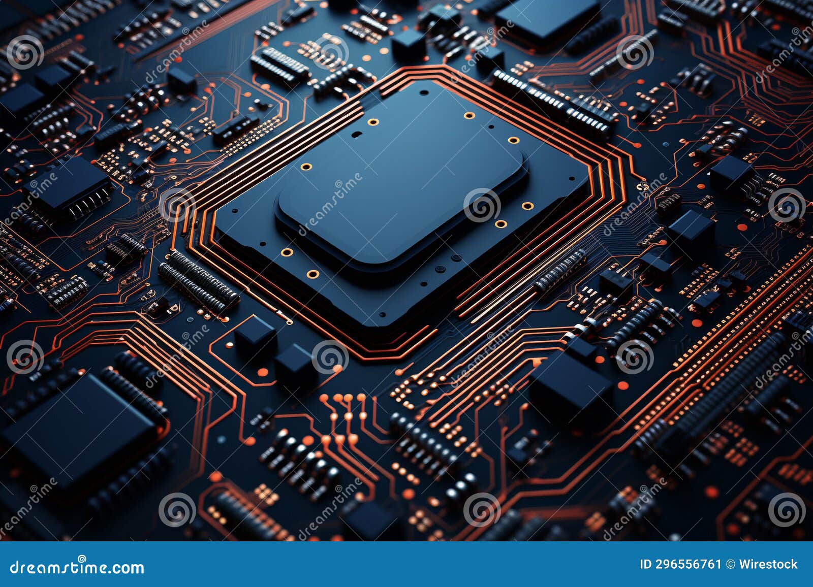 AI Illustration of an Advanced Electronic Circuit Board Featuring a ...