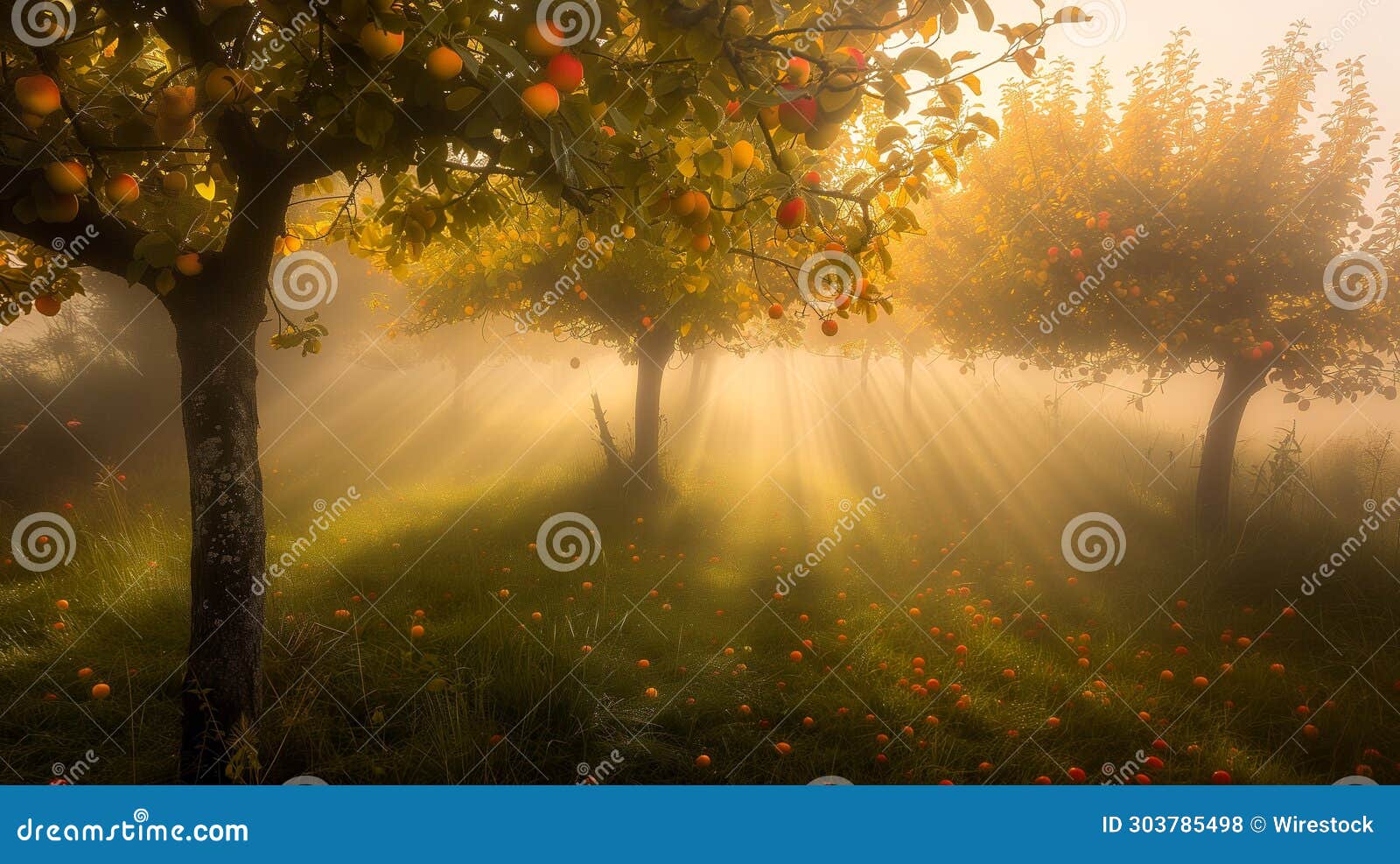 AI Illustration of an Apple Tree with a Brilliant Backlight. Stock ...