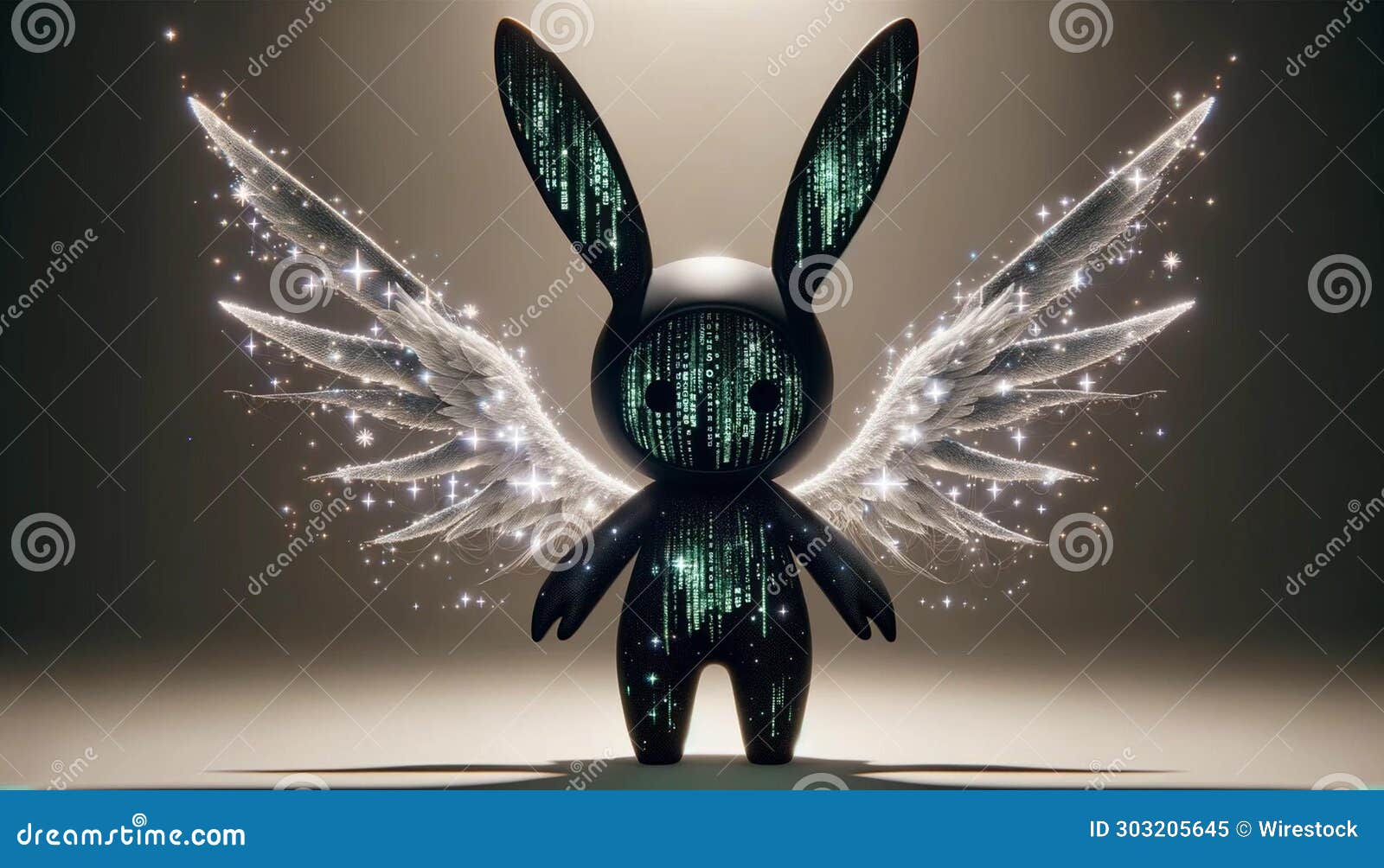 An AI Illustration of a Black and Green Bunny Rabbit with Glowing Eyes ...