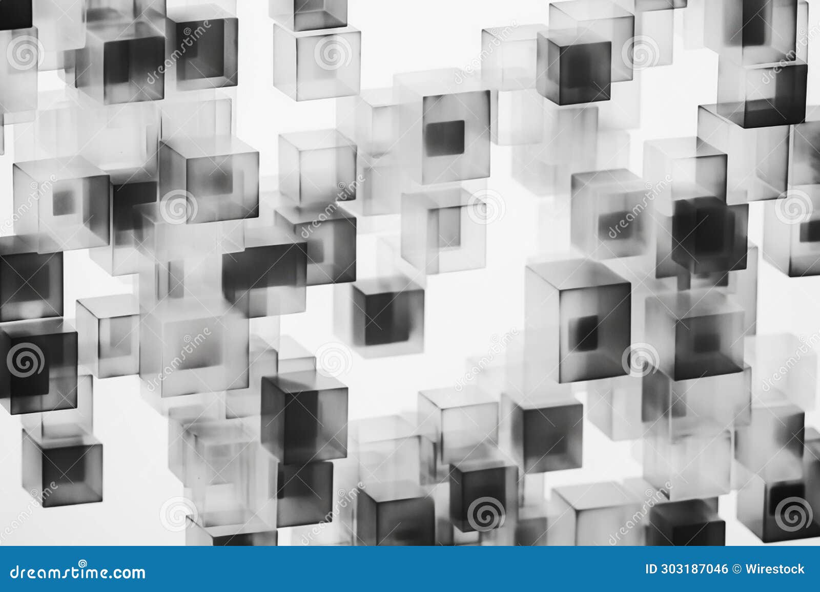 AI Illustration of Black Translucent Cubes on a White Backdrop Stock ...