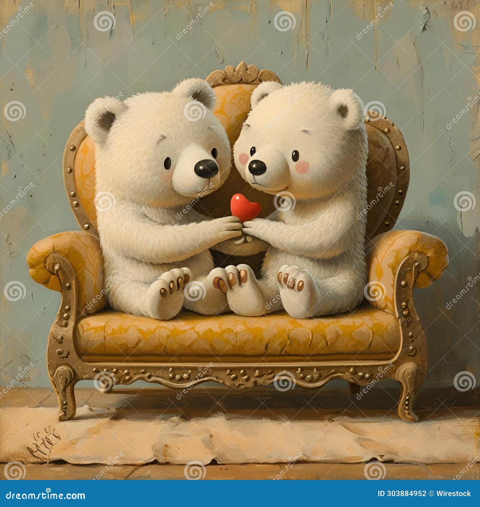 AI Illustration of a Charming Image Featuring Two Adorable Teddy Bears ...
