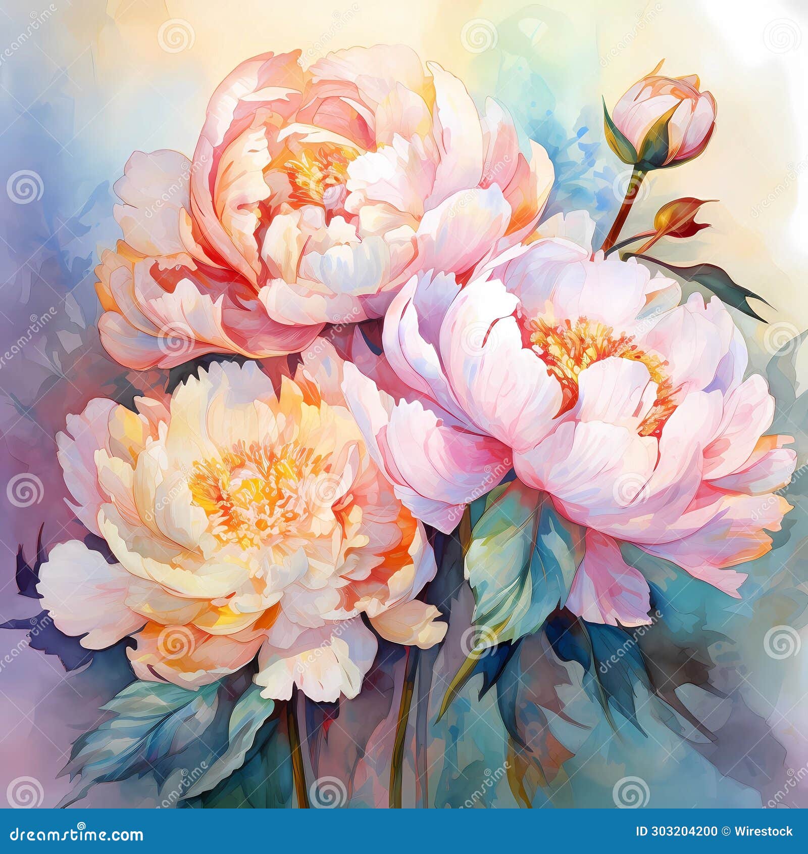 AI Illustration of Different Colored Flowers with Stems Stock ...